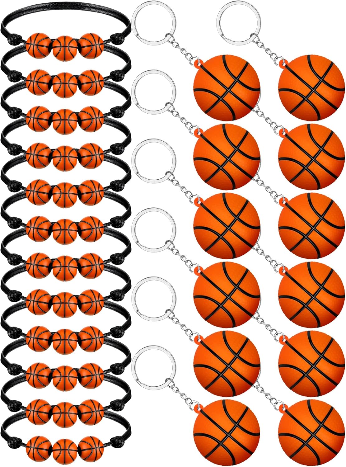 Amazon.com: Funtery 24 Pcs Sports Ball Charm Bracelets and Keychains ...