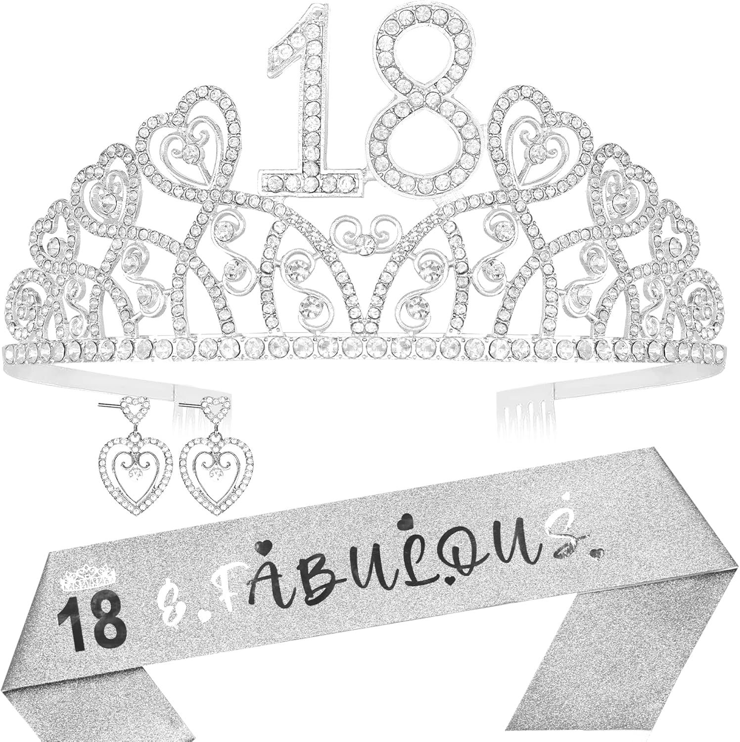 Amazon.com: 18th Birthday Tiara and Sash,18th Birthday,Birthday Gift ...