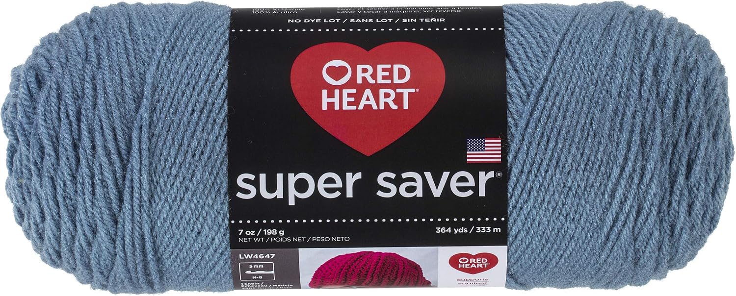 Amazon.com: Red Heart E300.0382 Yarn, Single, Country Blue