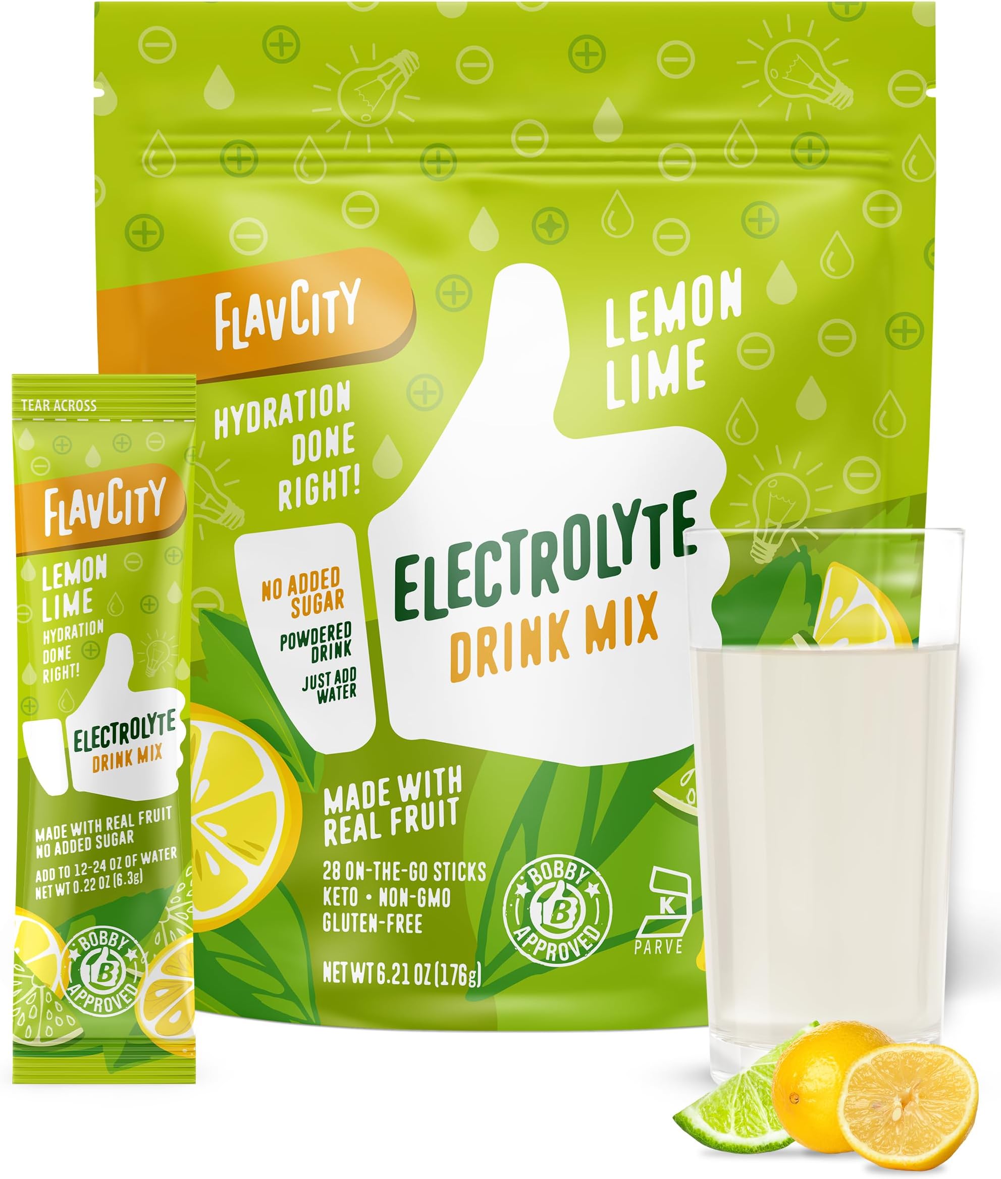 Amazon.com: FlavCity Lemon Lime Electrolyte Drink Mix, 28 On-The-Go ...