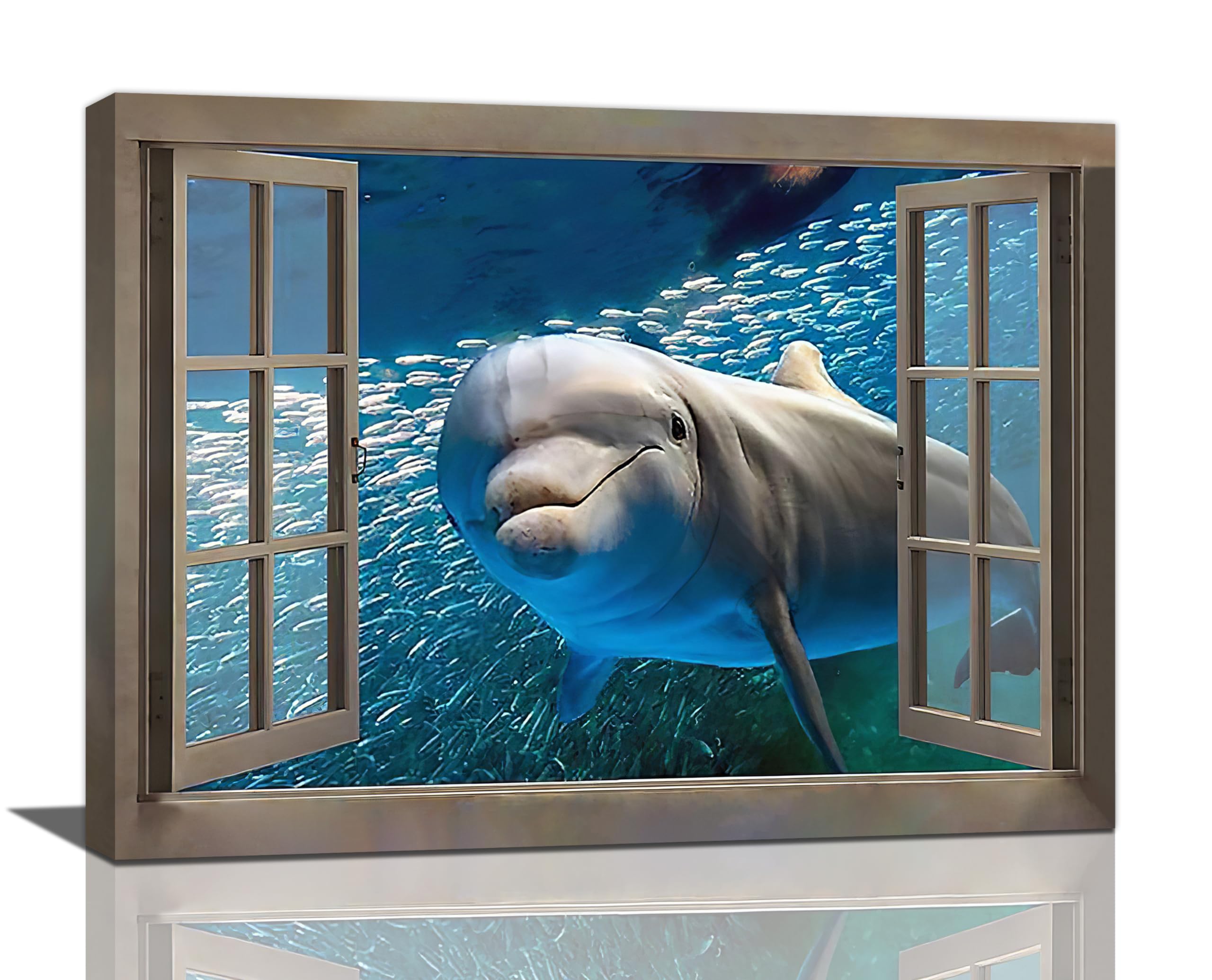 Dolphin Bathroom Decor Happy Dolphin In Ocean 6 Art Print By Energy Of