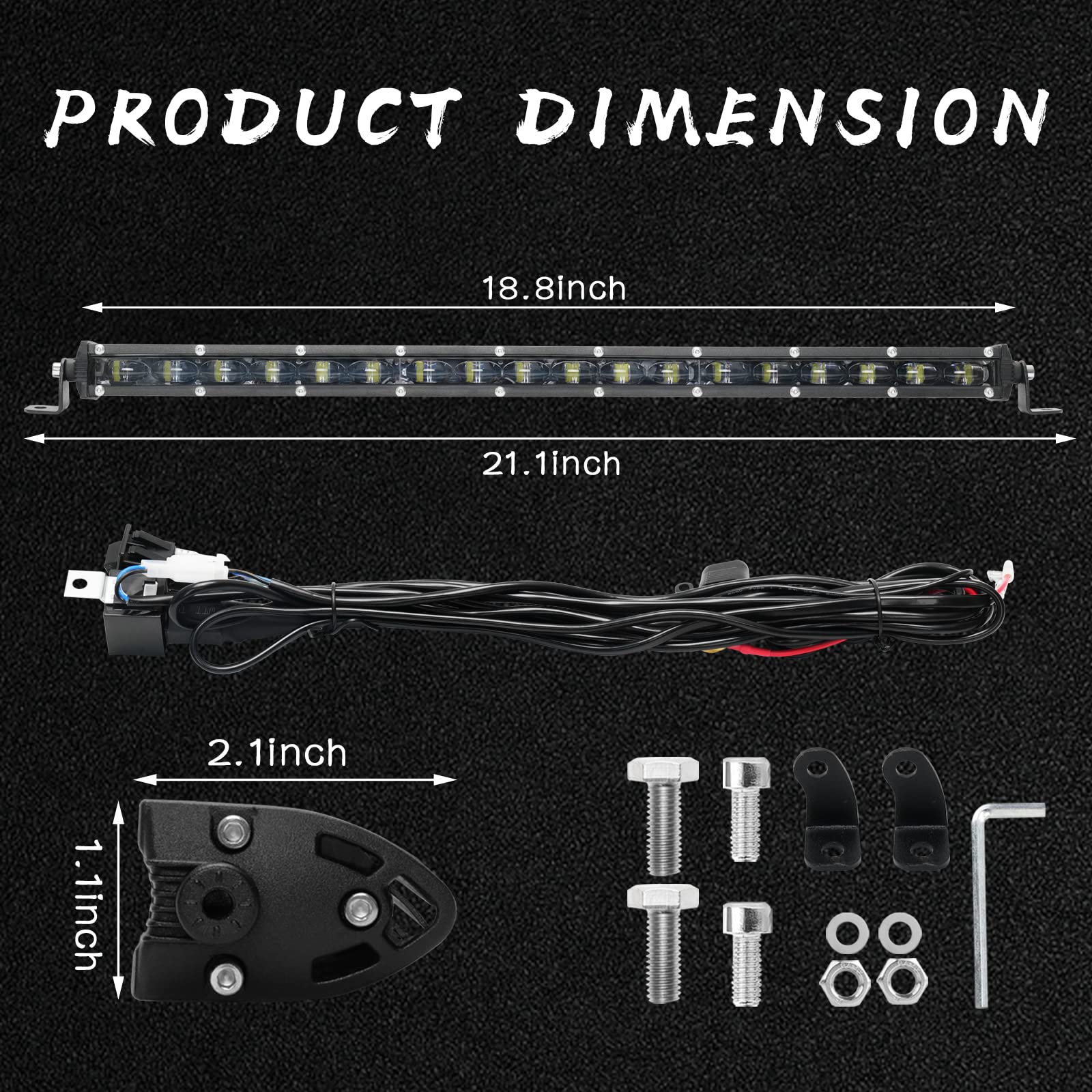 20 Inch Single Row LED Light Bar, CAMIY 90W Super Slim LED Light Bar ...