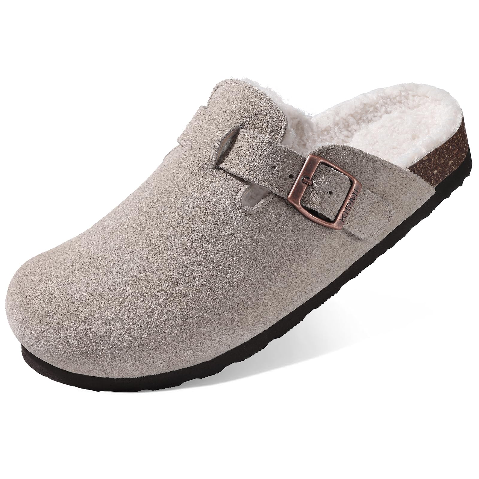 Snapklik.com : KIDMI Womens Fur Lined Suede Clogs Fuzzy Cork Footbed ...