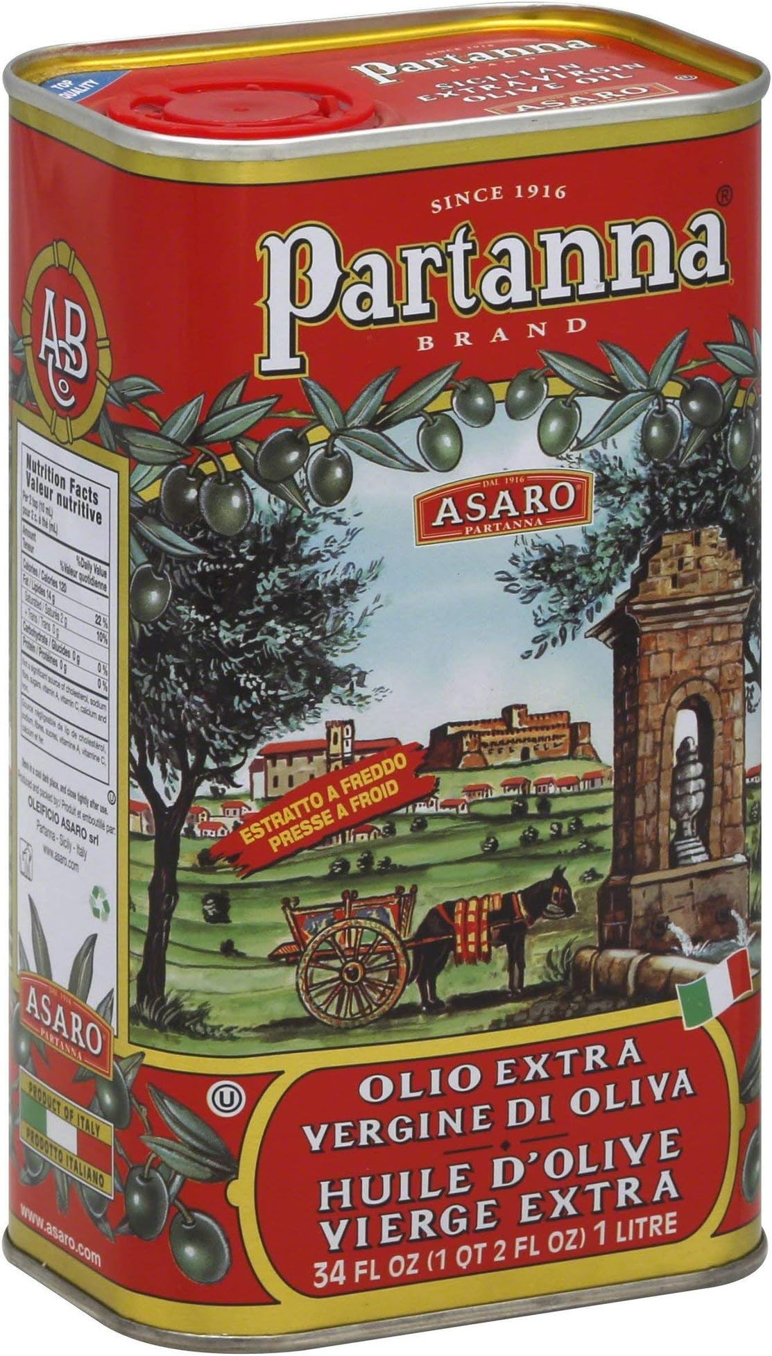 Amazon.com : Partanna Robust Extra Virgin Olive Oil - Premium ...