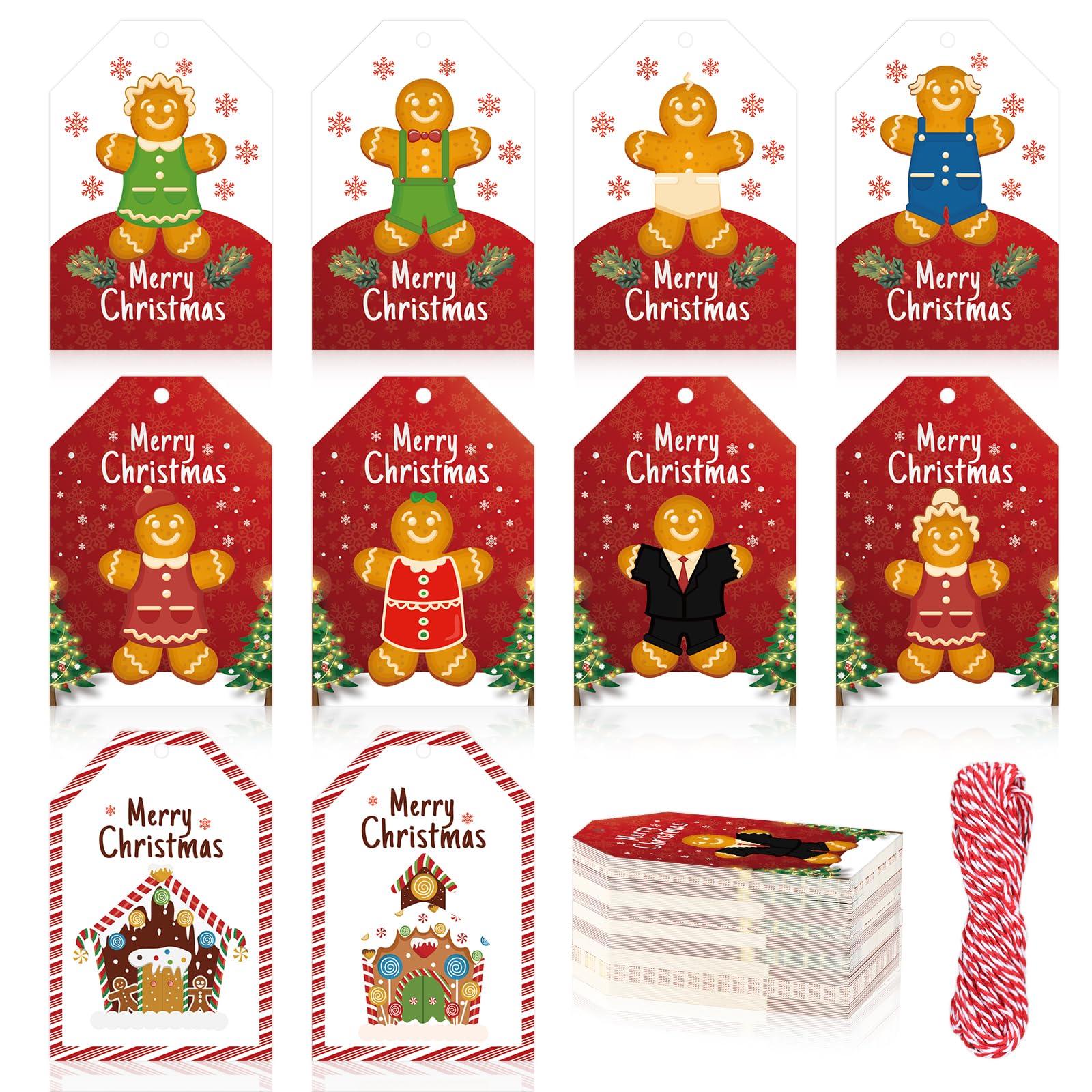 Amazon.com: 100Pcs Christmas Gingerbread Man Gift Tags Decorations ...