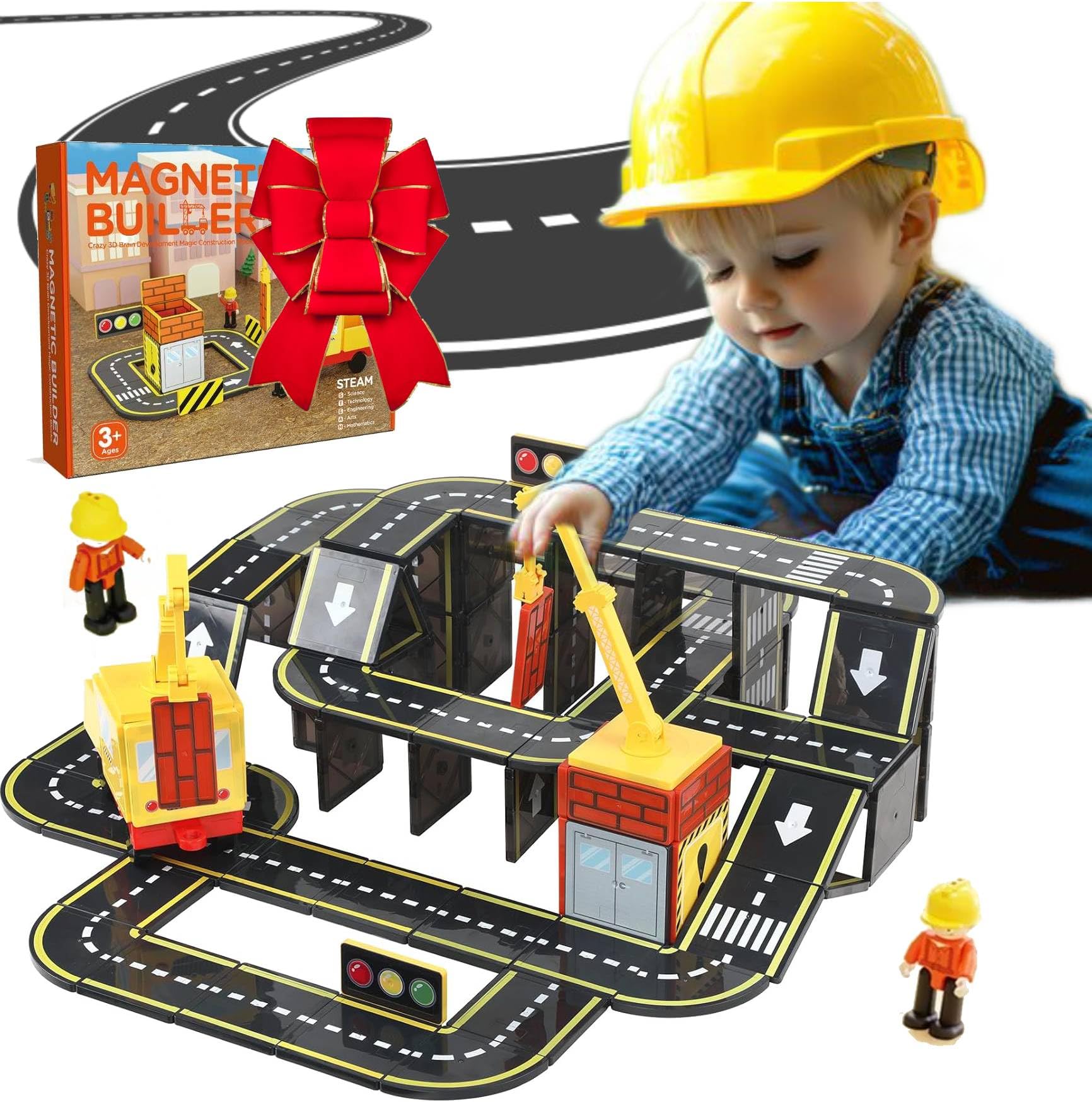 Amazon.com: Magnetic Road Tiles Construction Builder Magnet Building ...