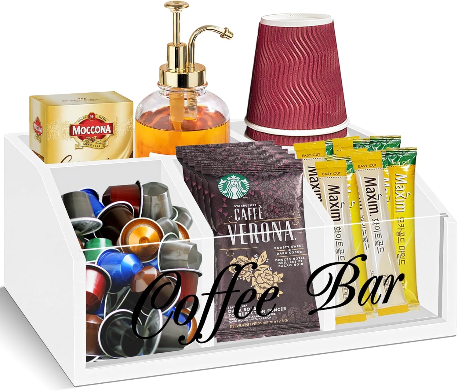 Amazon.com: ugiftt Coffee Bar Organizer for Countertop, Wood Coffee ...