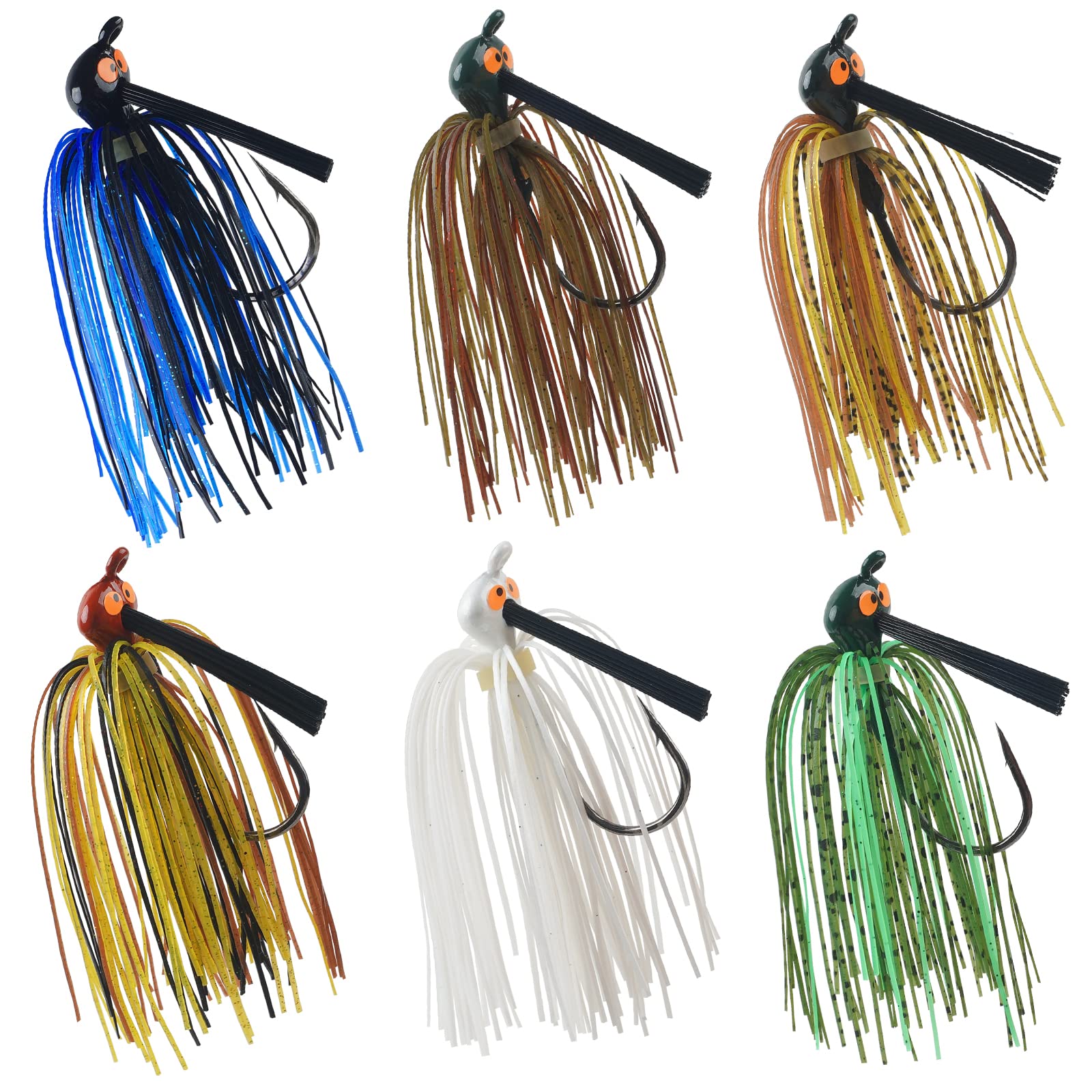 OROOTL Bass Fishing Jig Lures With Weed Guard - 6pcs Weedless Swim Jigs ...