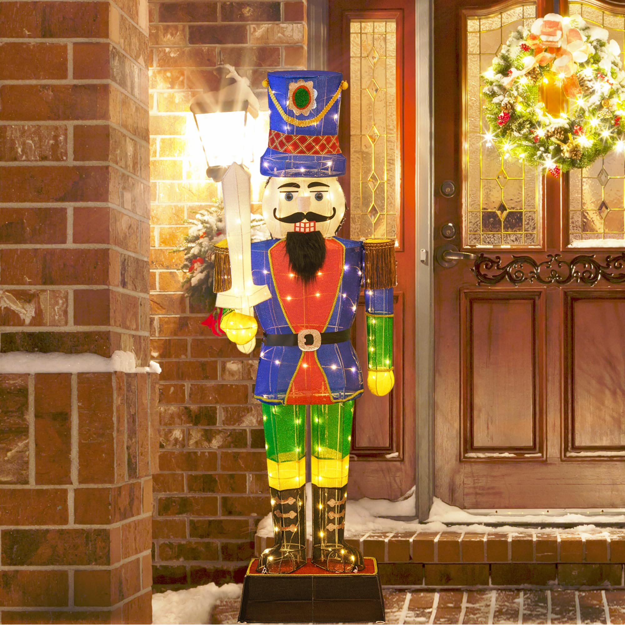 Amazon.com: Tangkula 6 FT Christmas Lighted Nutcracker with Sword, 3D ...