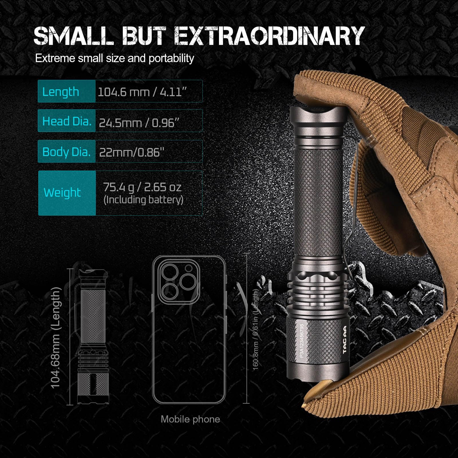 ACEBEAM TAC AA Tactical EDC Flashlight, 1000 High Lumens Flashlight ...