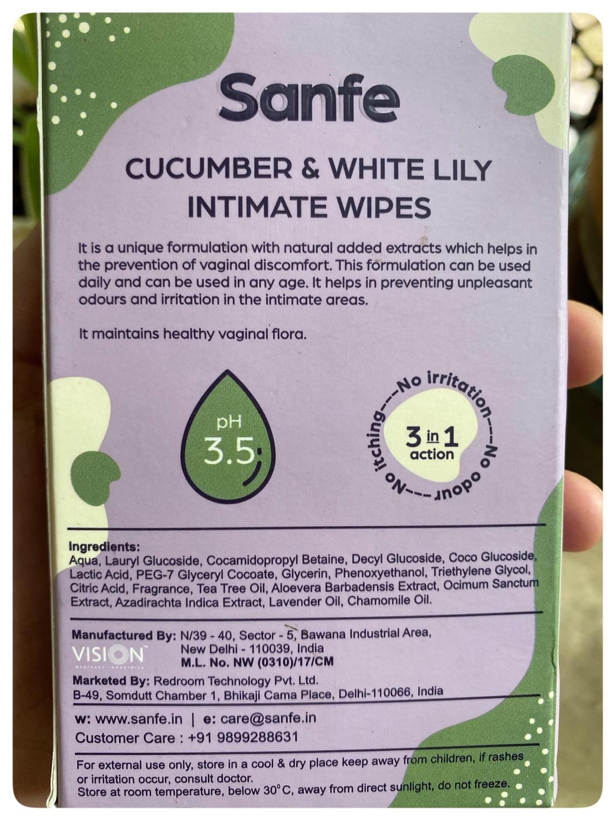 Sanfe Natural Intimate Wipes, 3 in 1 - No Odour, No Itching, No ...