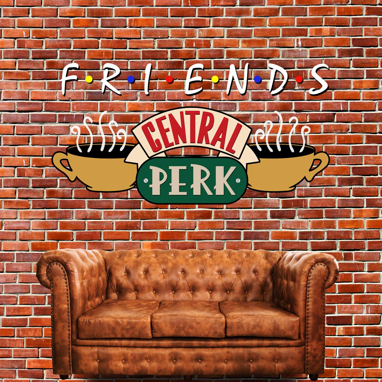 Buy SJOLOON Friends Central Perk Theme Backdrop Red Brick Wall Retro ...