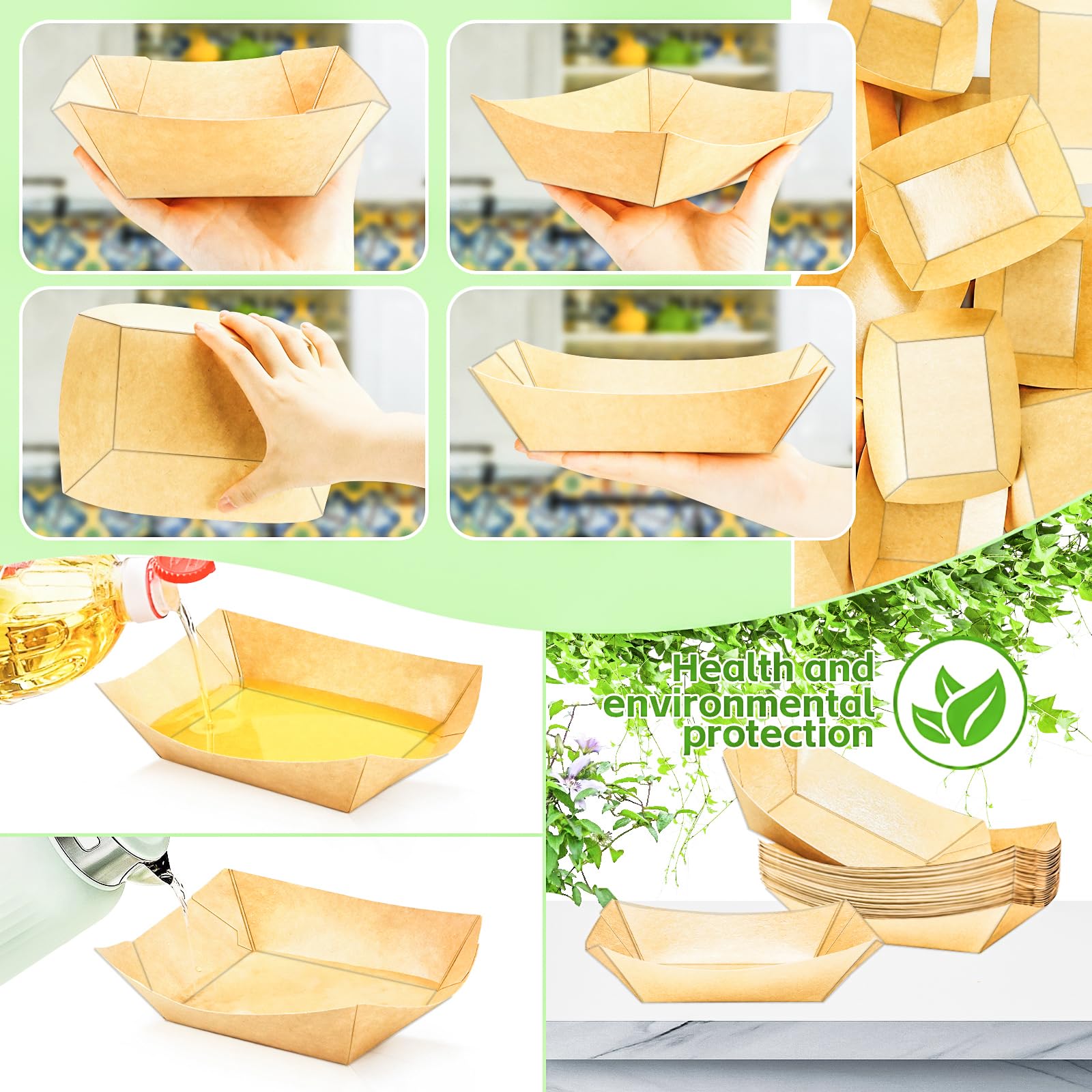 Snapklik.com : MotBach 25 Pack 2.5Lb Kraft Paper Food Boat Trays ...