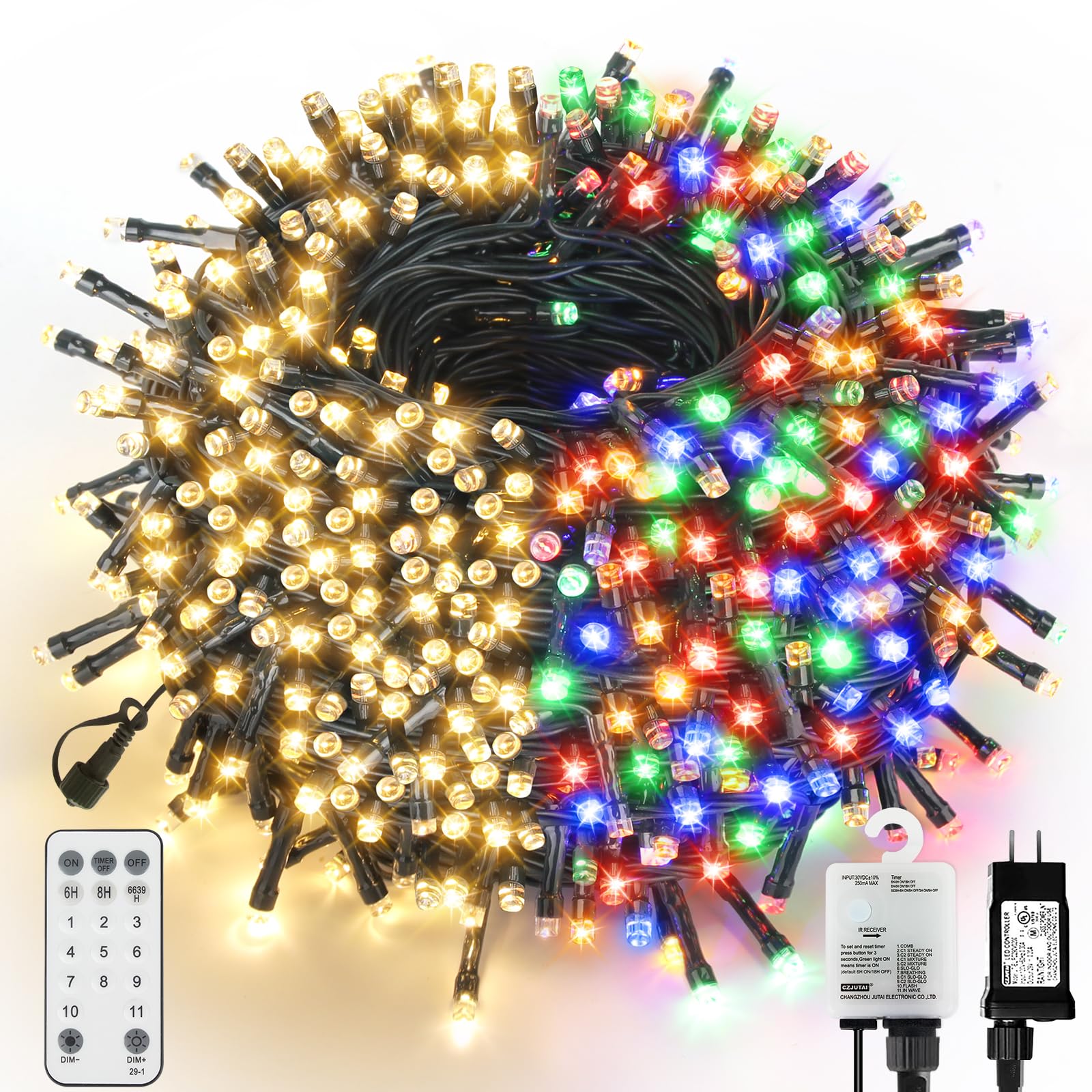 VTECHOLOGY 500 LED Dual Color Changing Christmas Tree Lights,170ft ...