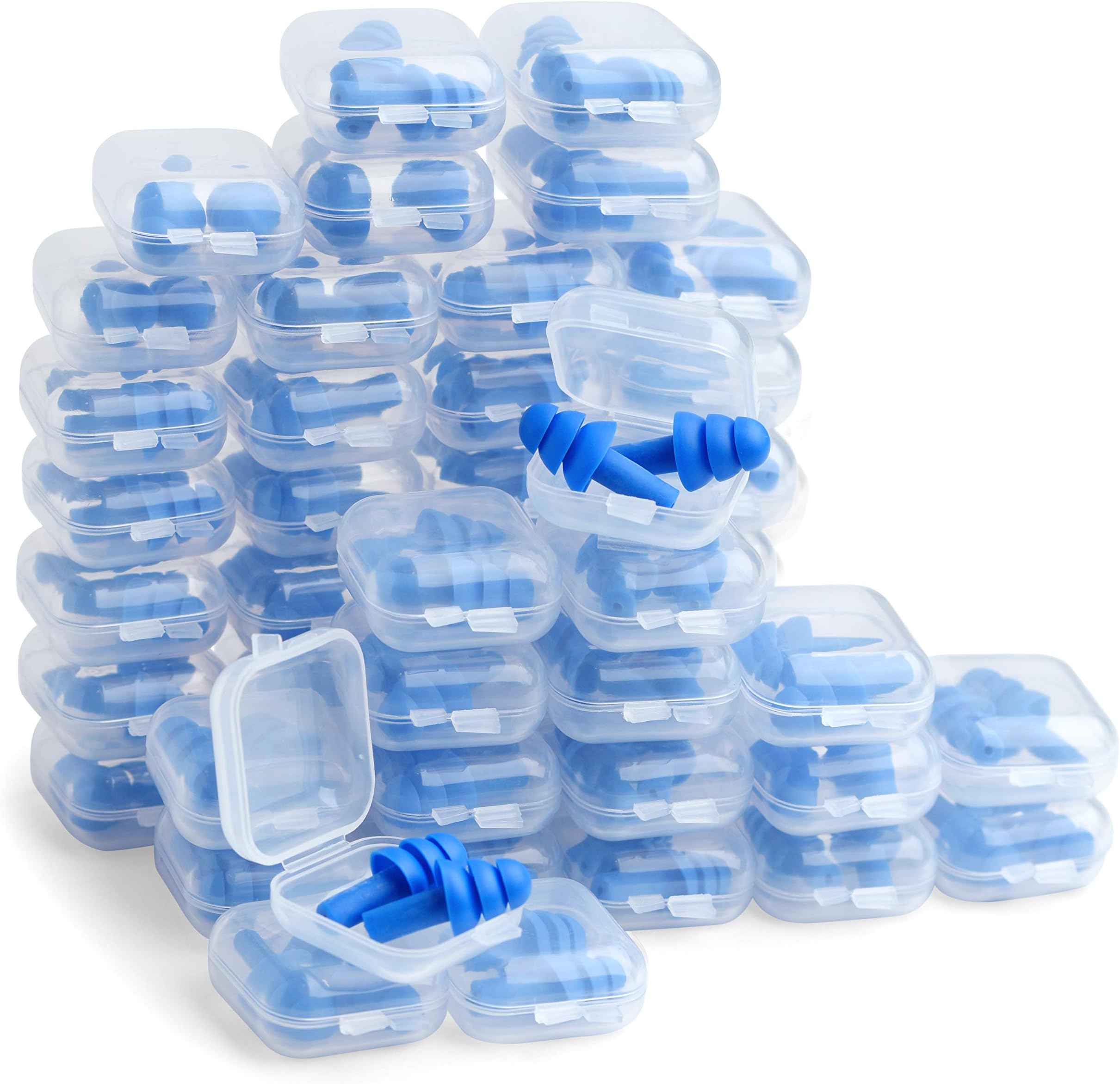 Amazon.com: 50 Pair Silicone Ear Plugs in Plastic Cases Soft Reusable ...
