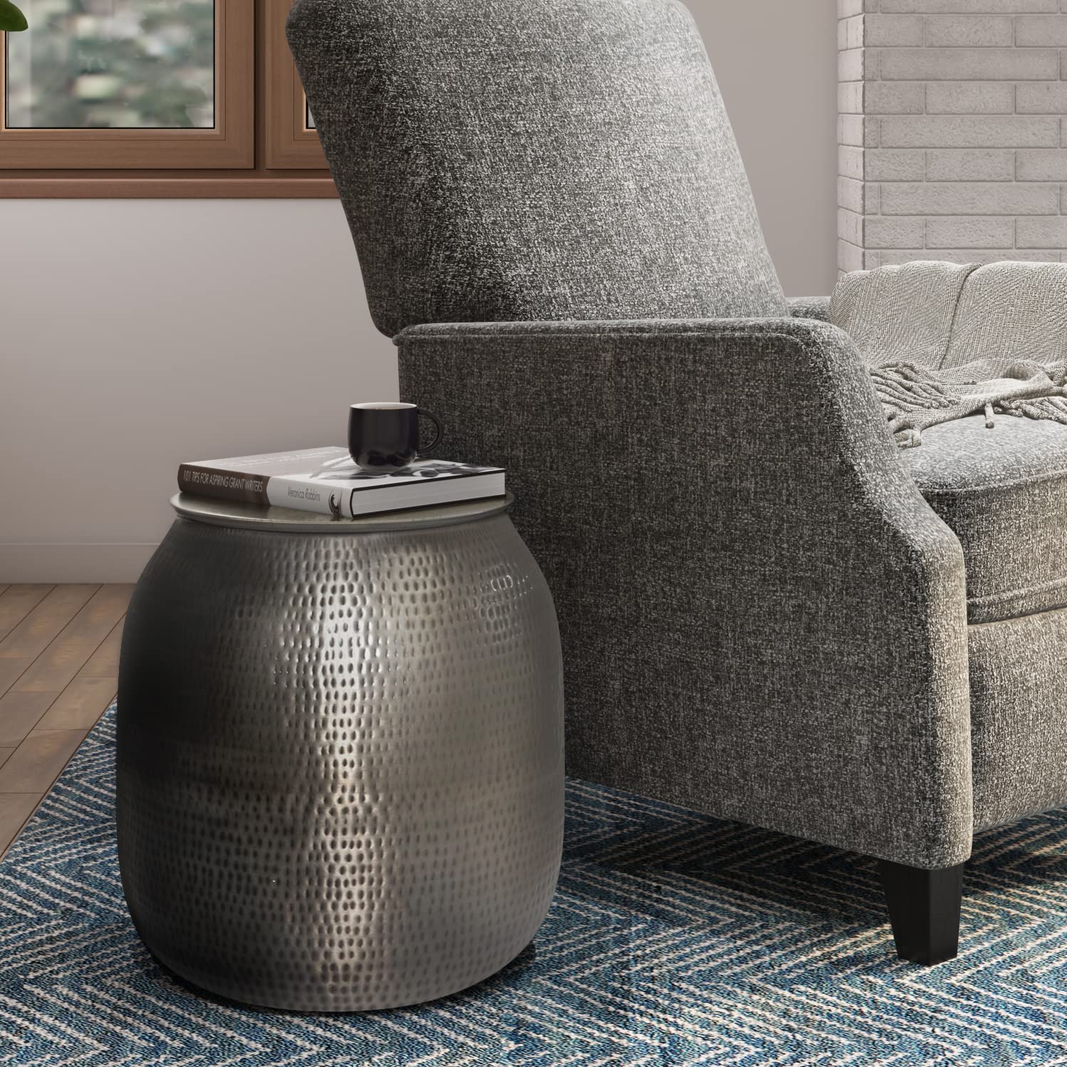 SIMPLIHOME Griffen Industrial 19 inch Wide Metal Storage Accent Side ...