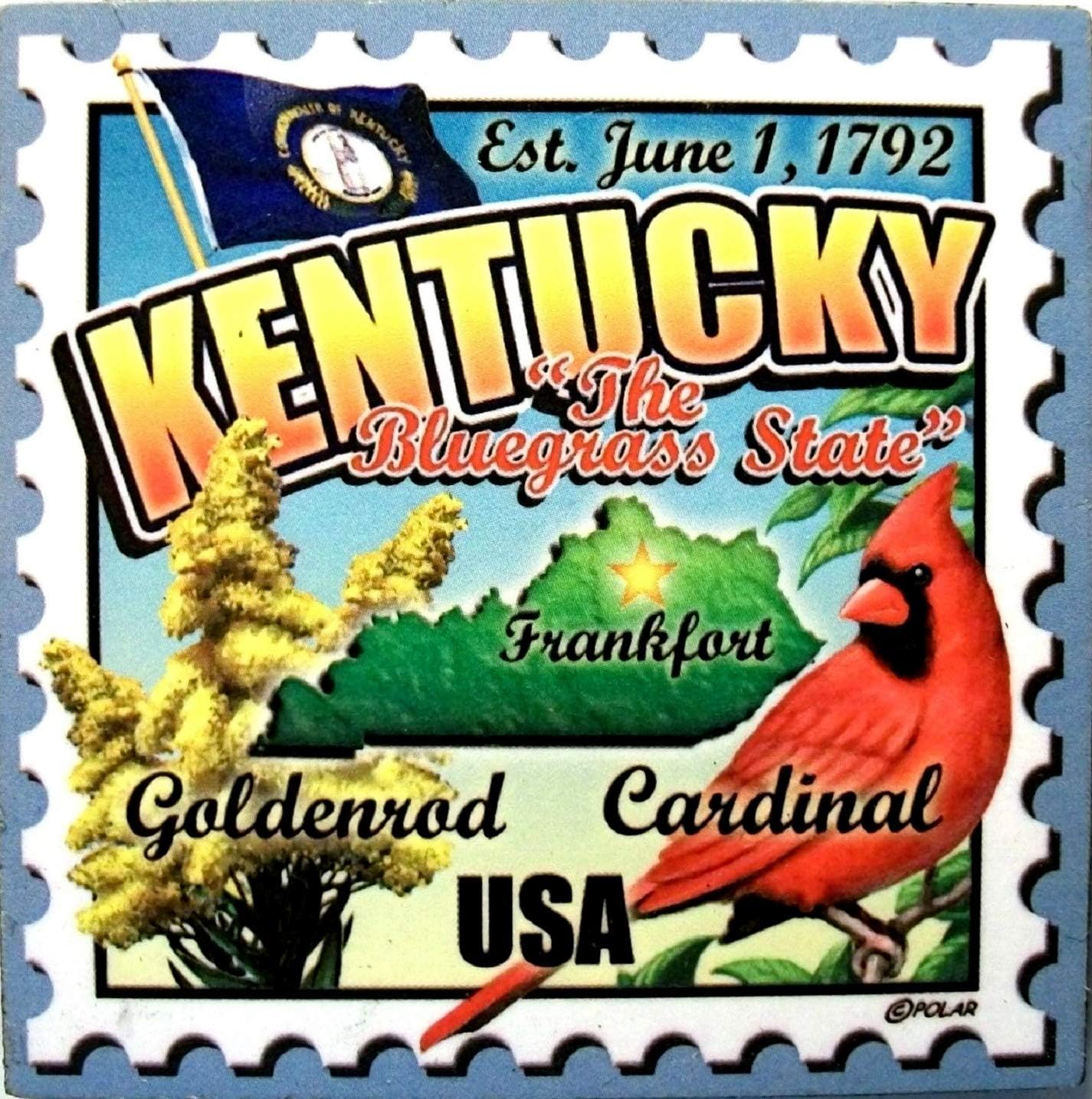 Amazon.com: Kentucky The Bluegrass State Artwood Postage Stamp Fridge ...