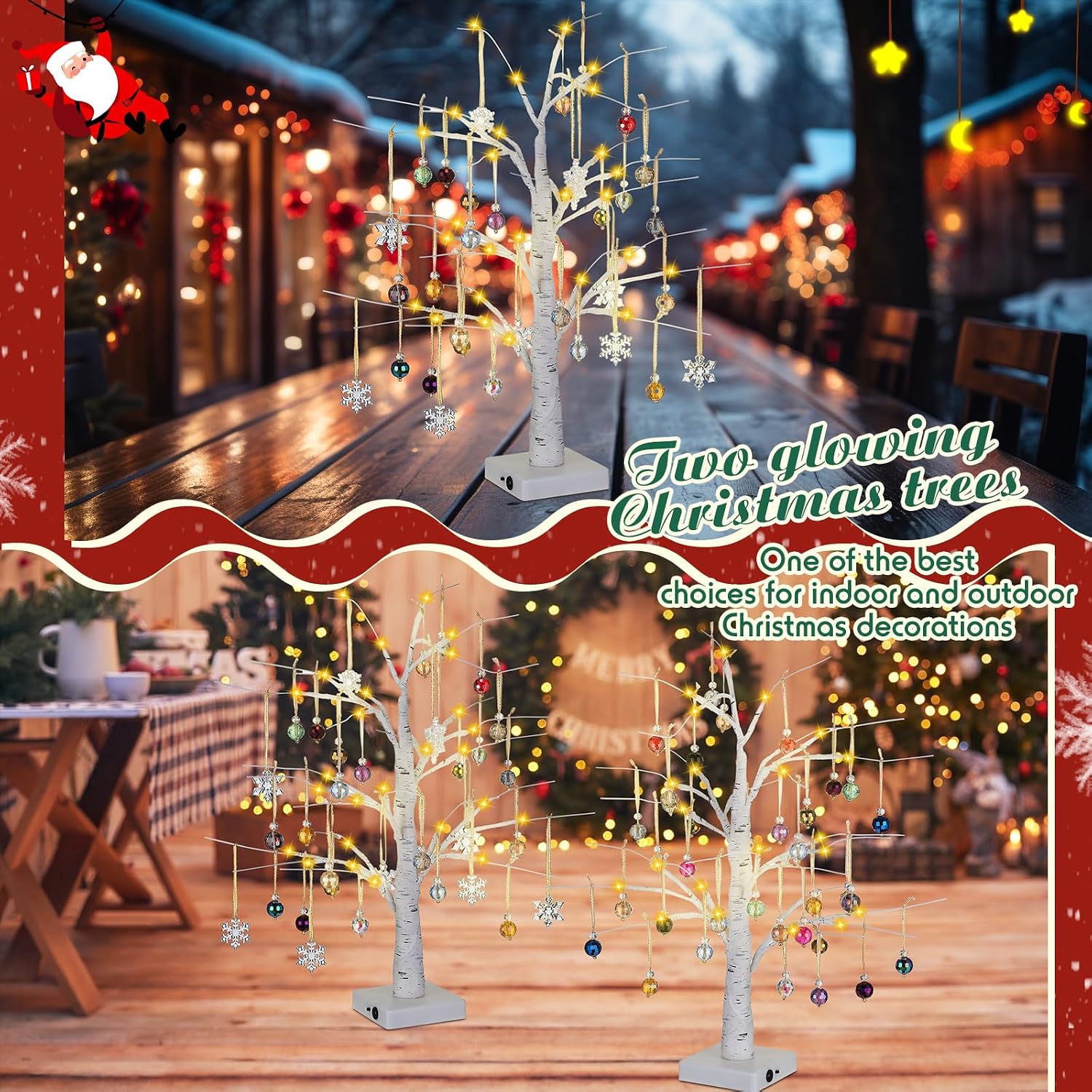 Wavyknot Juego de 2 árboles artificiales de Navidad con luces LED ...