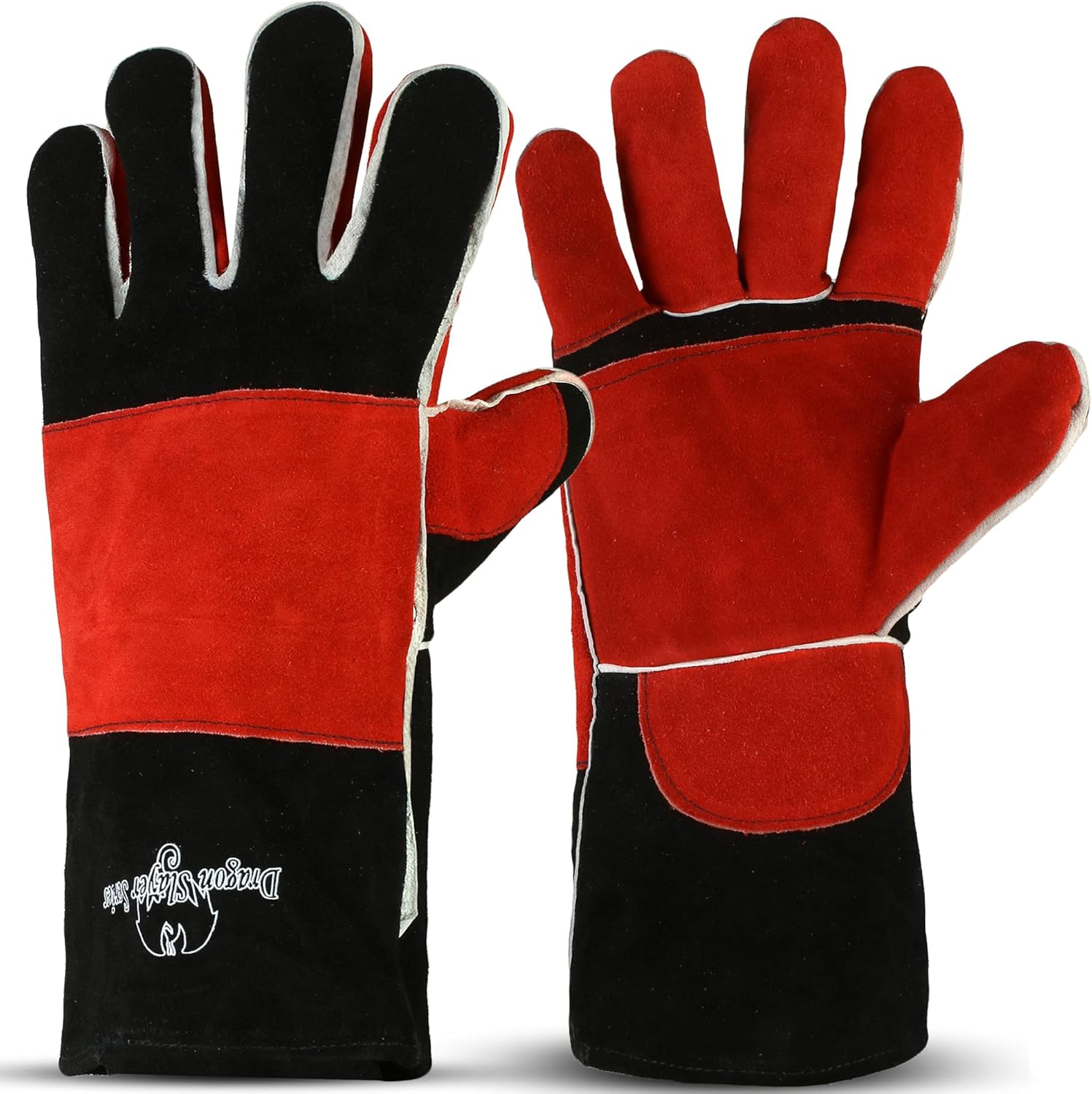 Strongarm Welding Gloves Heat & Fire Resistant 14" Leather Welding Glove for Stick, Mig, Tig ...