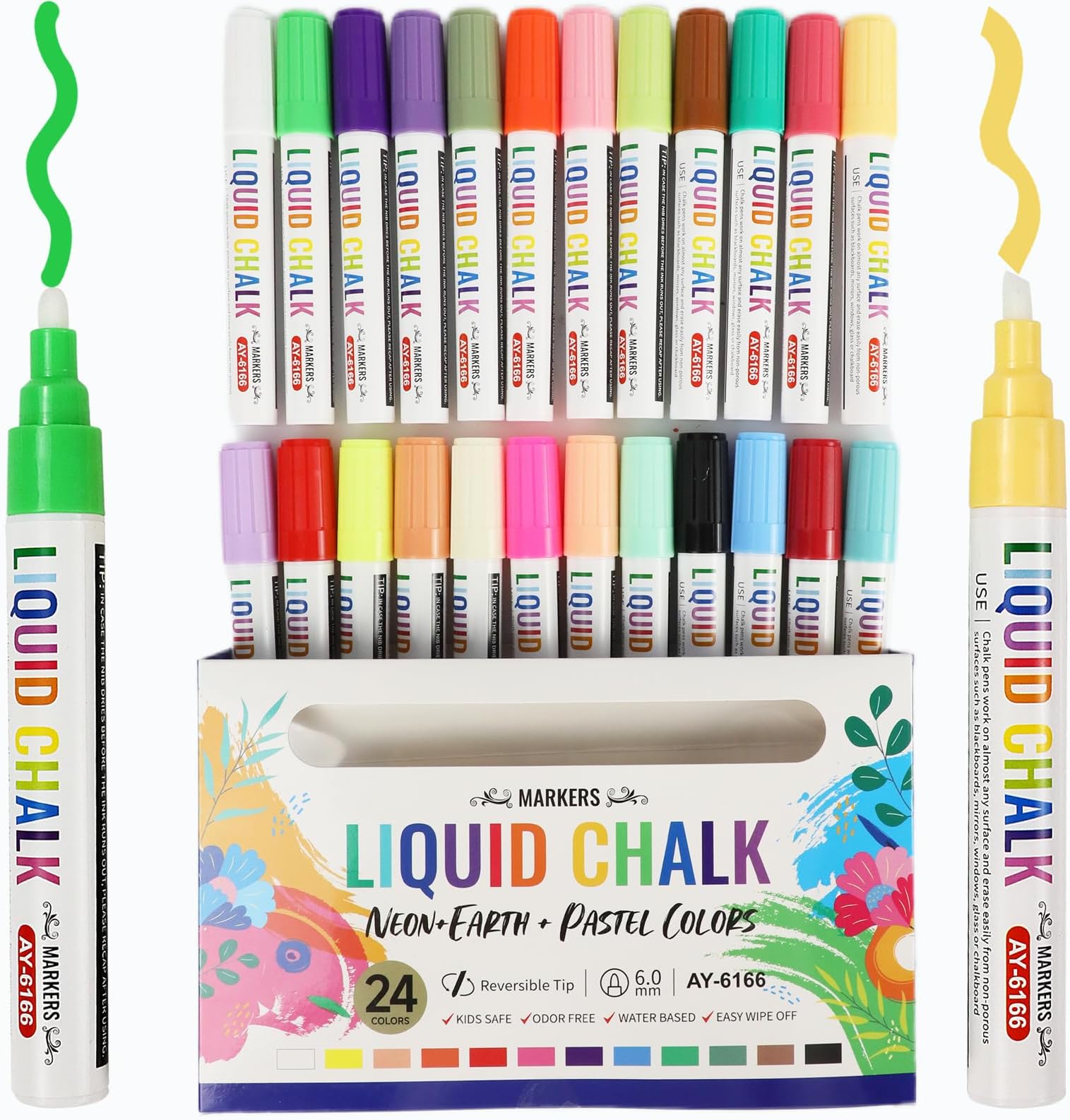 Amazon.com : Yuliyaya Chalk Markers, 24 Color Liquid Chalk Marker ...