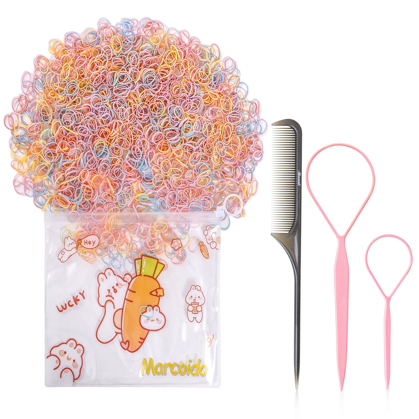 Amazon.com: Marcoido Hair Rubber Bands, 1500pcs Mix Color, Tiny Hair ...