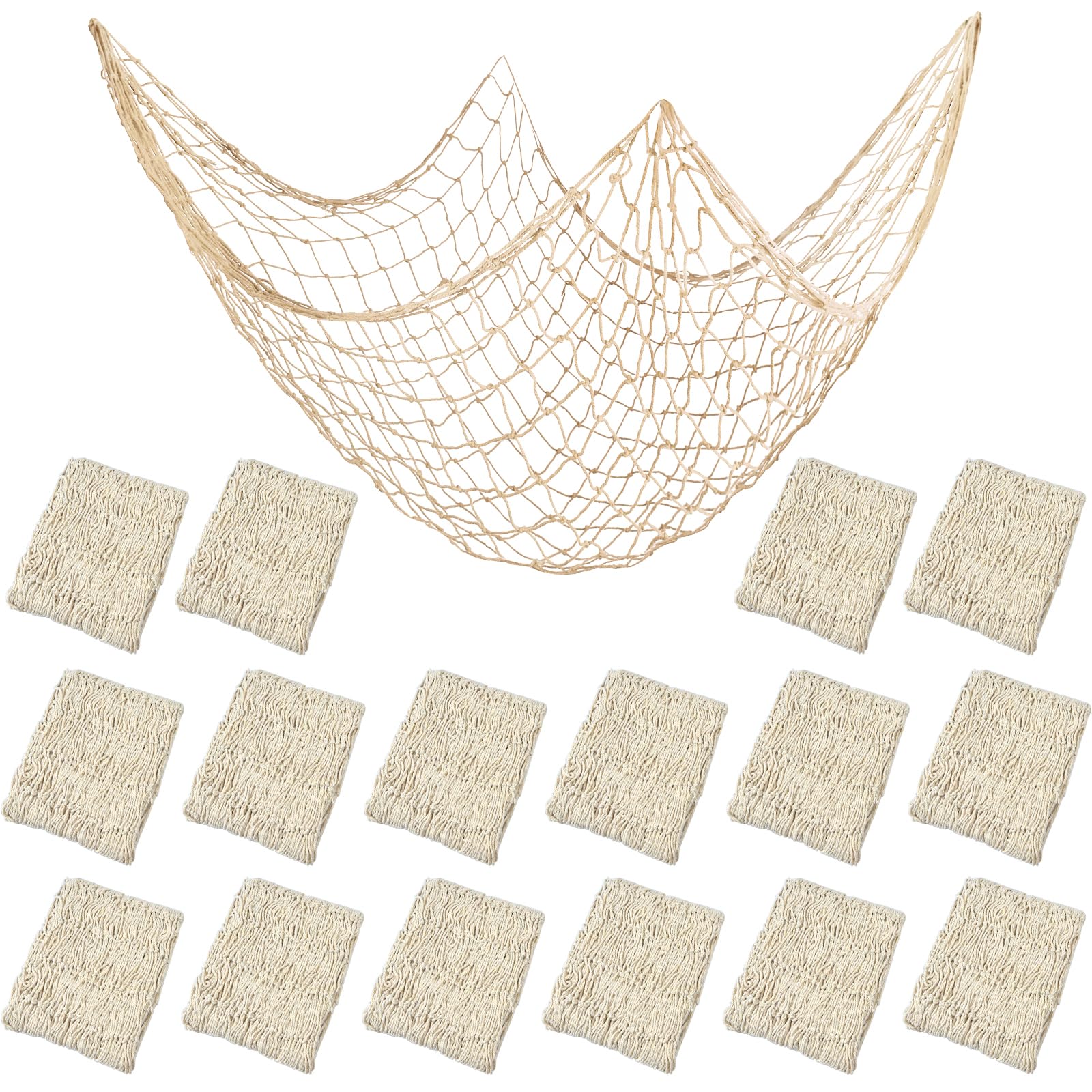 Amazon.com: 16 Pieces Natural Fish Net Decoration 80" x 40", Wall ...