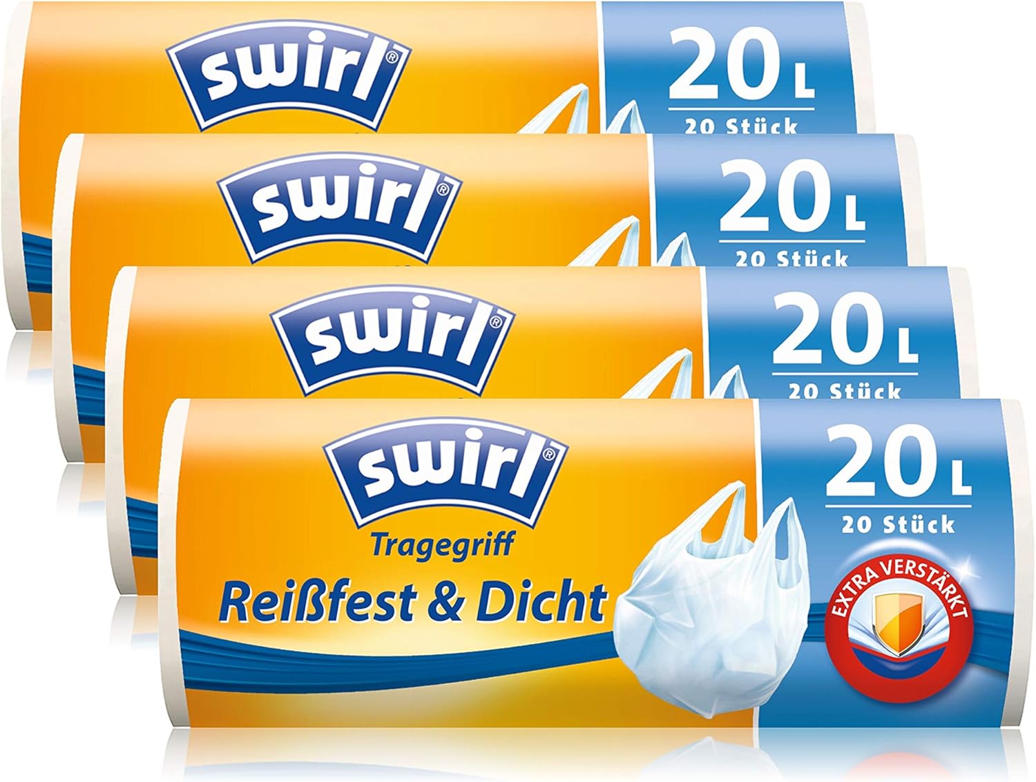 Swirl Anti-Bacterial Waste Bags with Handle - 4 Rolls - White : Amazon ...