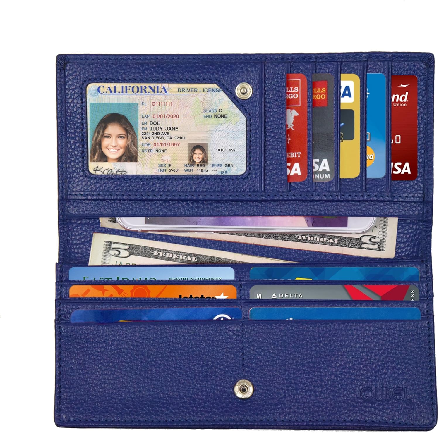 Amazon.com: Women's RFID Blocking Ultra Slim Genuine Leather Clutch ...