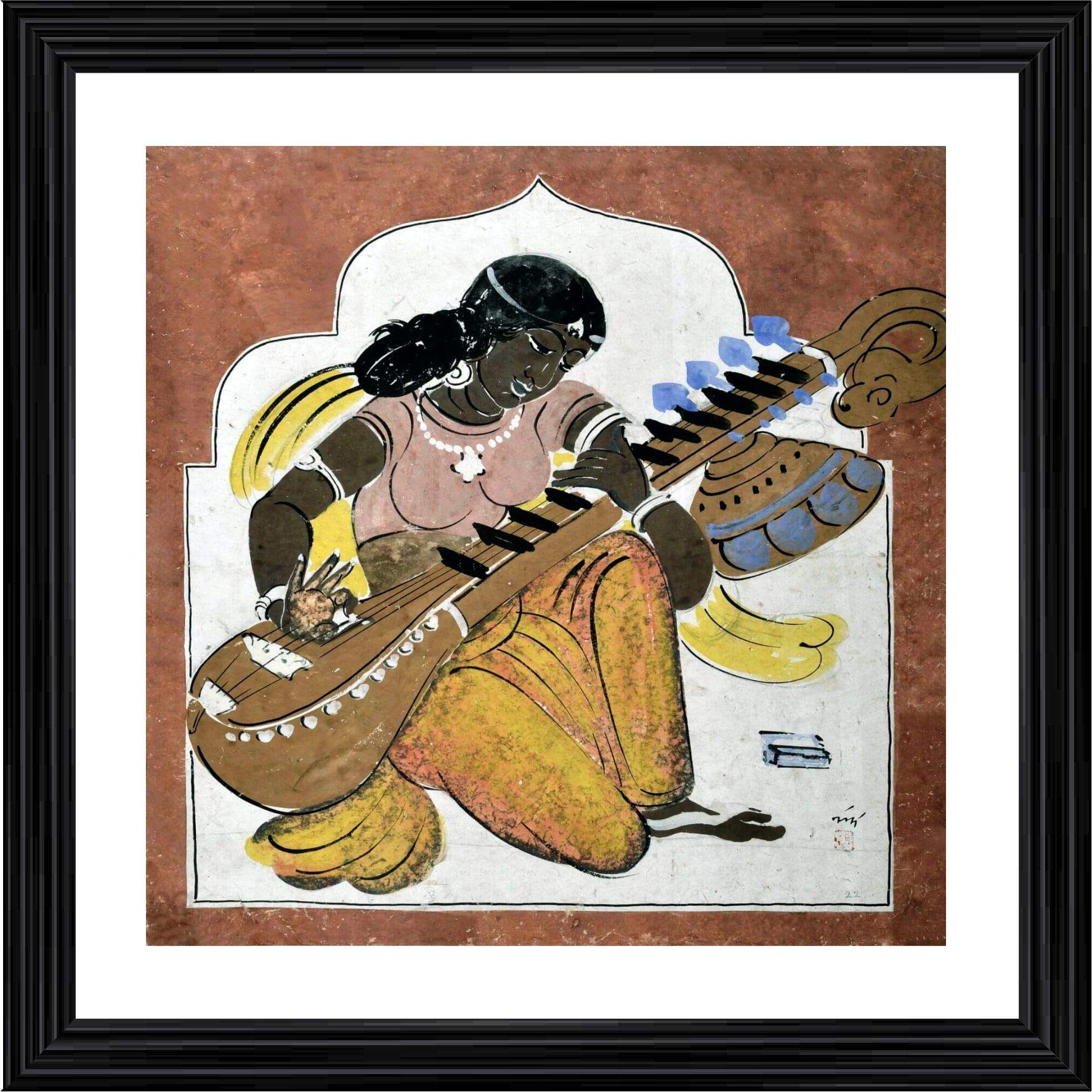 Decoratus Lady Playing Veena A Famous Paintings By Nandlal Bose | Desertcart INDIA