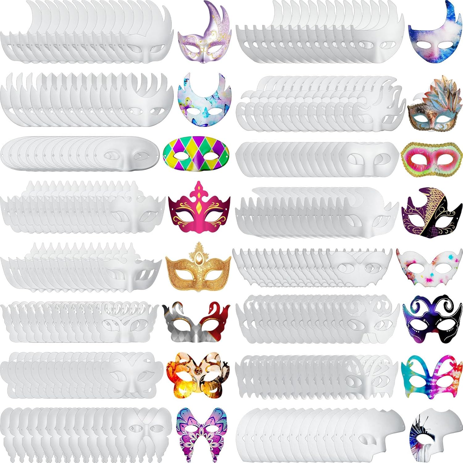 Amazon.com: Poen 200 Pcs DIY White Masks Bulk, Paper Half Face ...