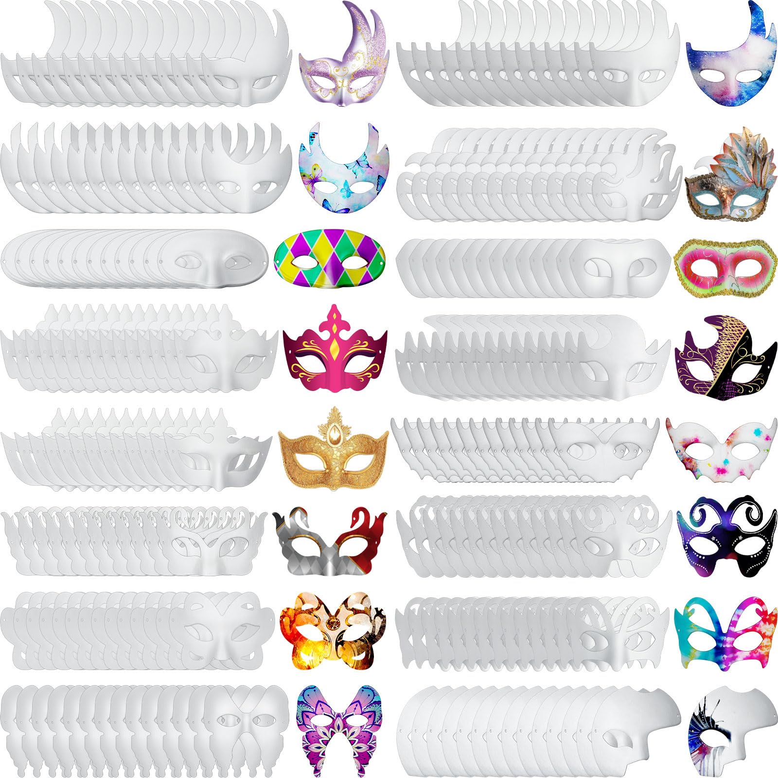Amazon.com: Poen 200 Pcs DIY White Masks Bulk, Paper Half Face ...