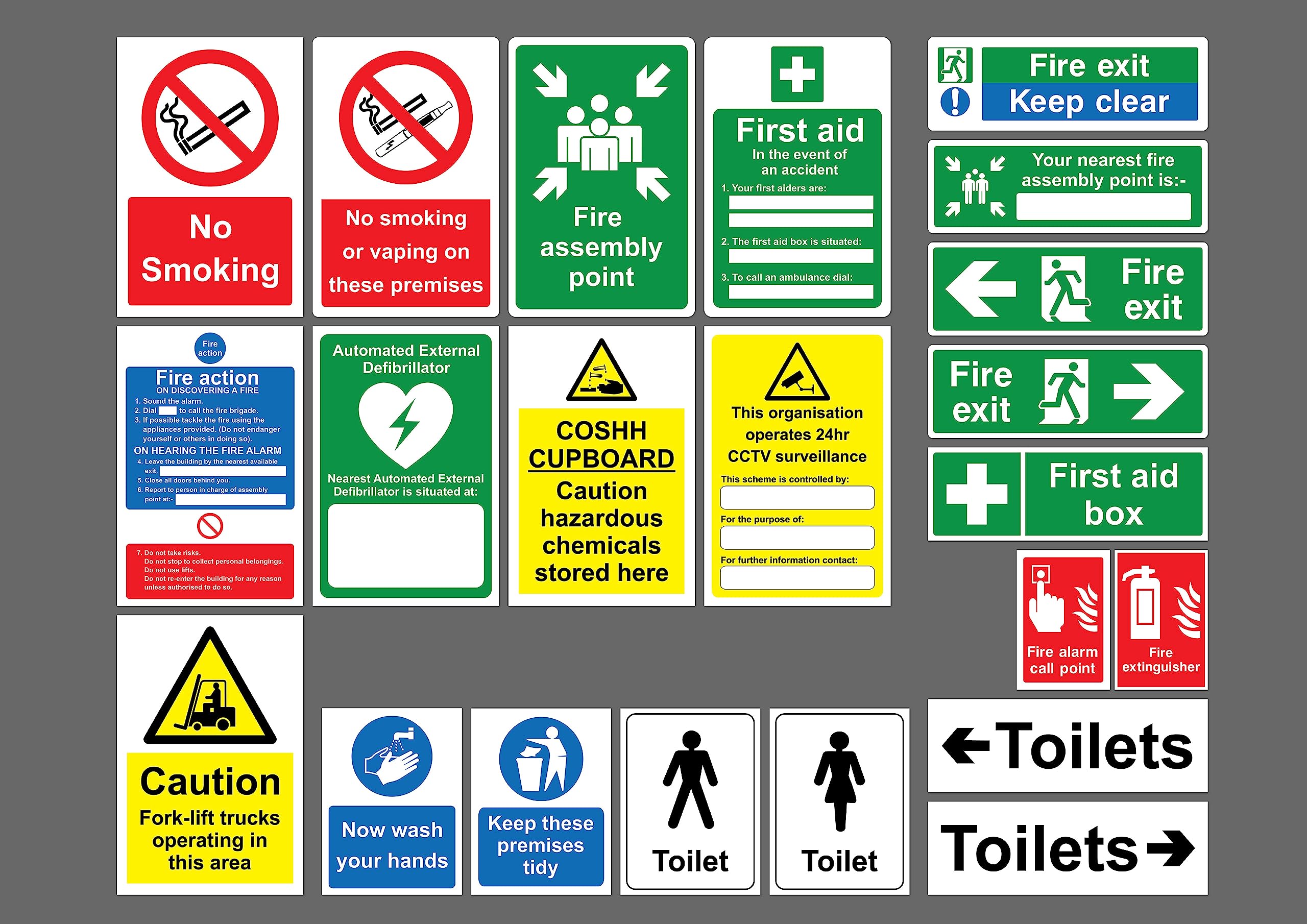 Office pack of Safety signs (Pack contains 22 signs) - 1mm flexible ...
