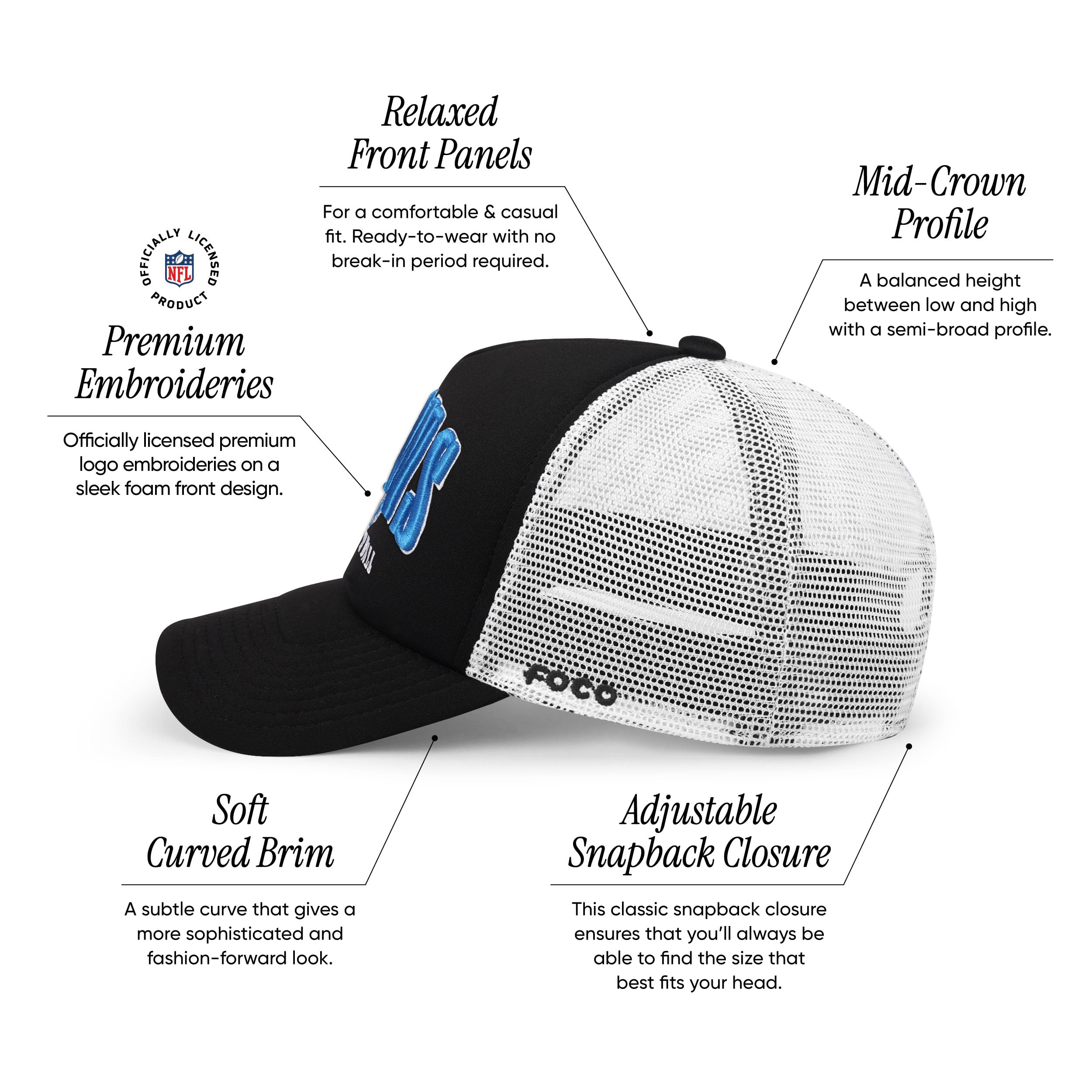 Snapklik.com : FOCO Mens Detroit Lions NFL Logo Foam Mesh Trucker RF ...