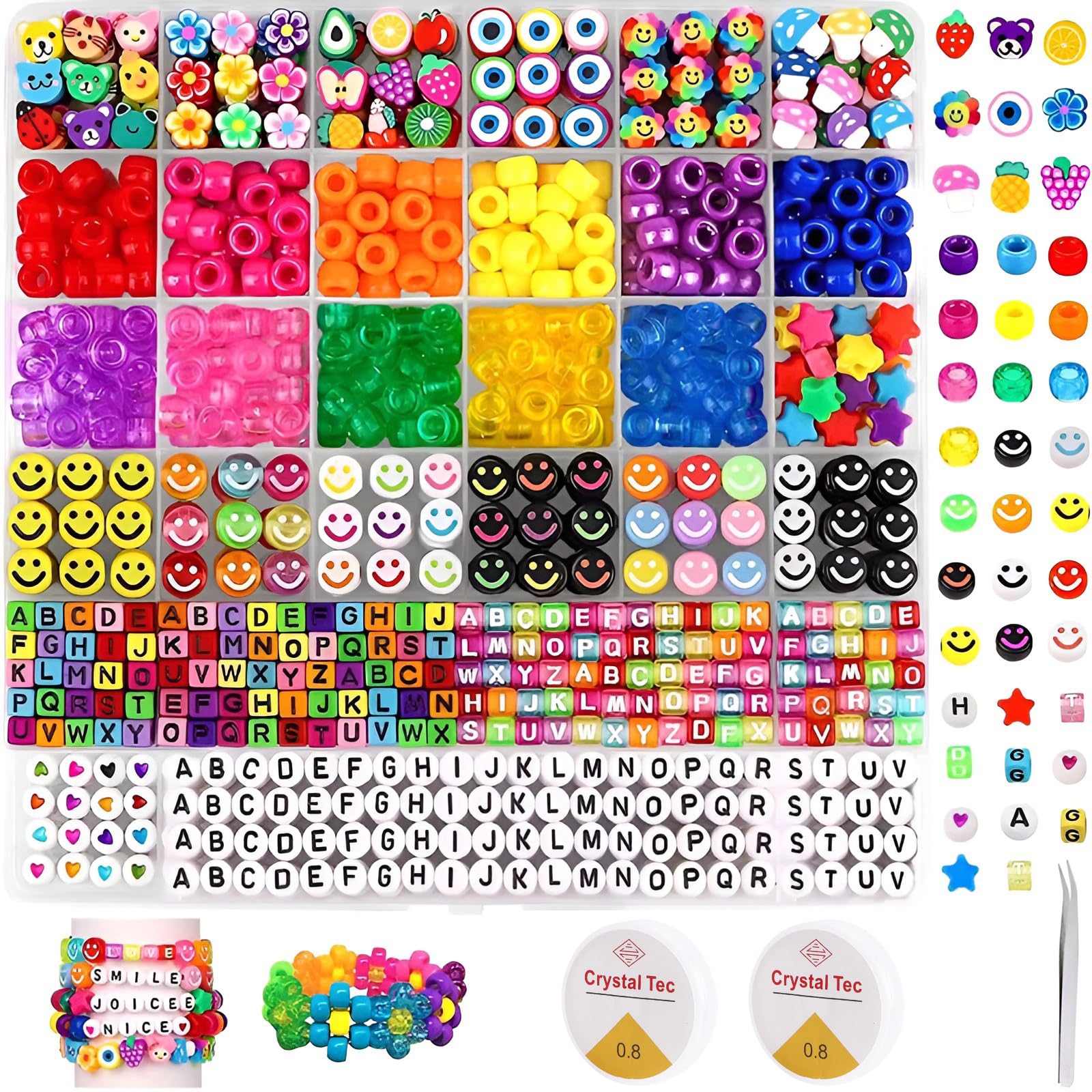 DIYASY Pony Beads Set, 930 Pcs Pony & Clay Beads for Bracelet Making ...