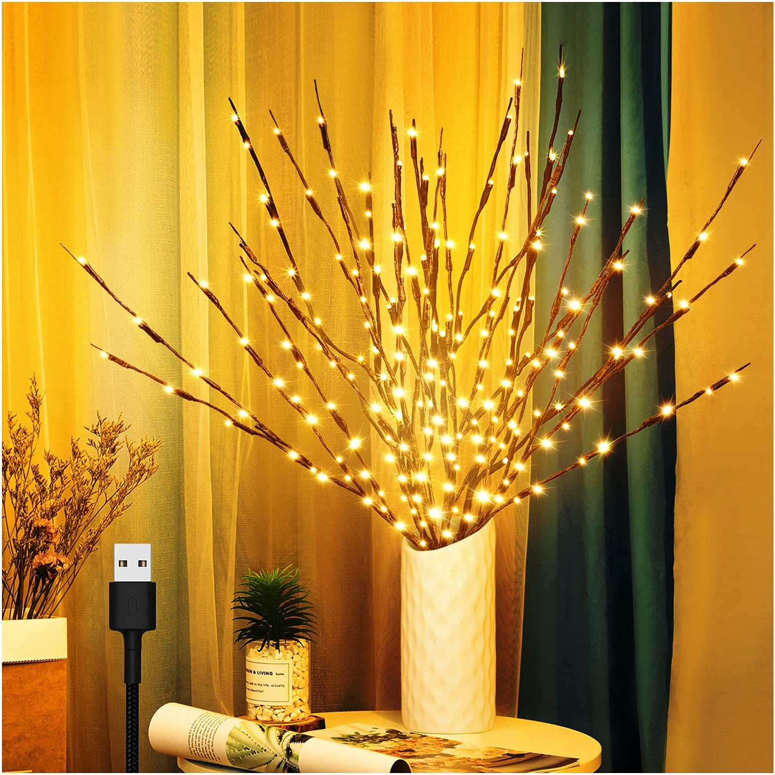 Amazon.com: Lxcom Lighting LED Branch Lights 3 Pack Connected Lights 60 ...