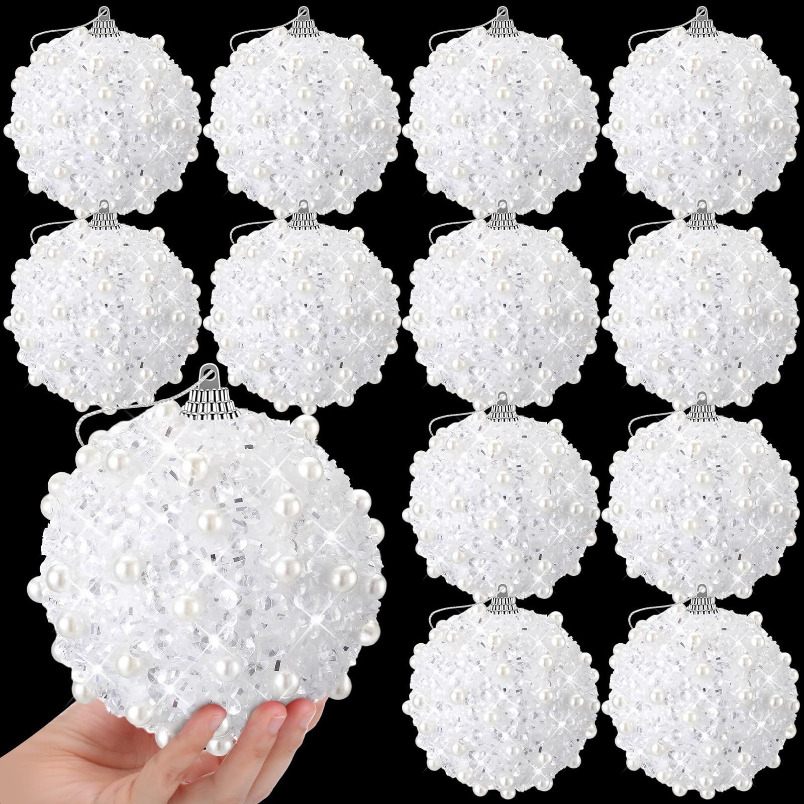 Amazon.com: Riceshoot 12 Pcs 6" Glitter Christmas Ball Ornaments 6 ...
