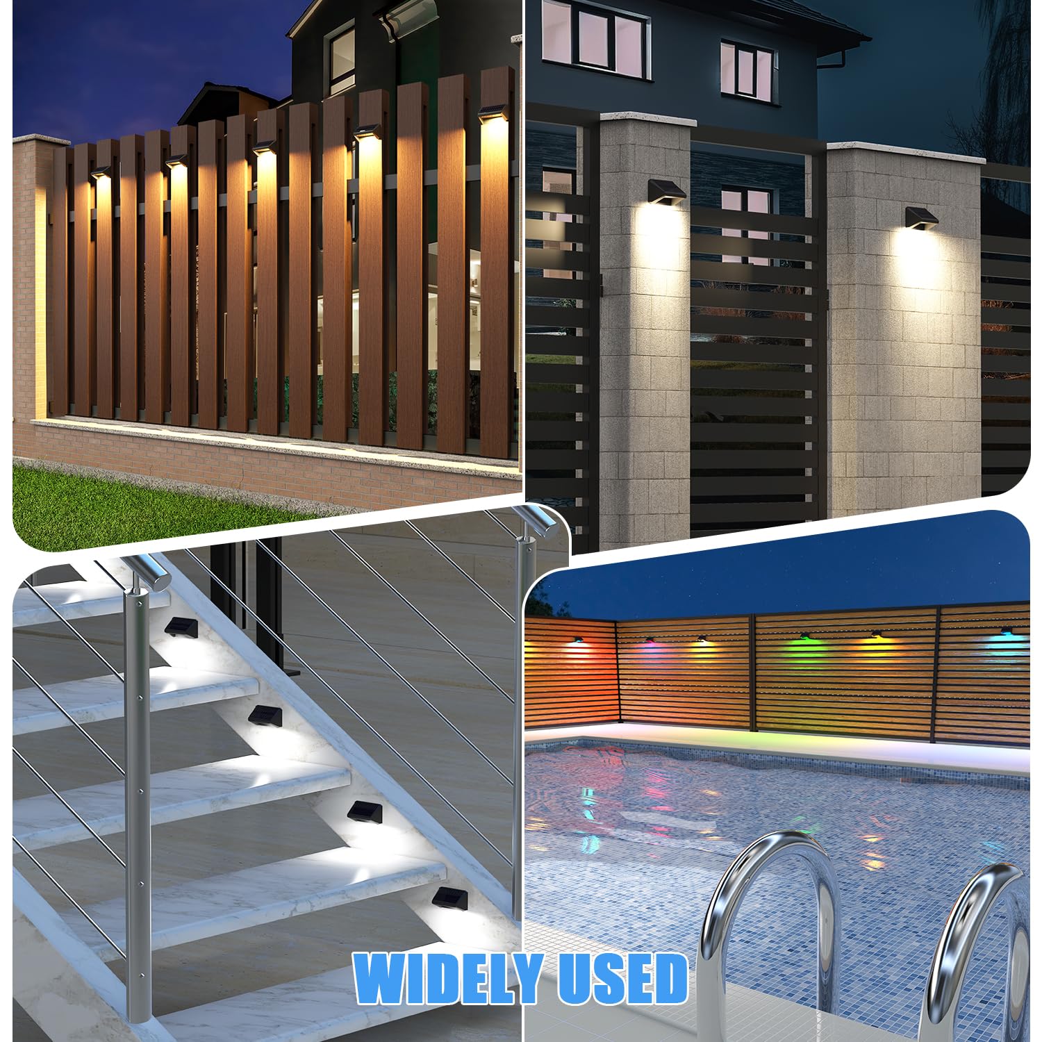 Snapklik.com : Royana RGBCW Solar Fence Lights Outdoor: Color Changing ...
