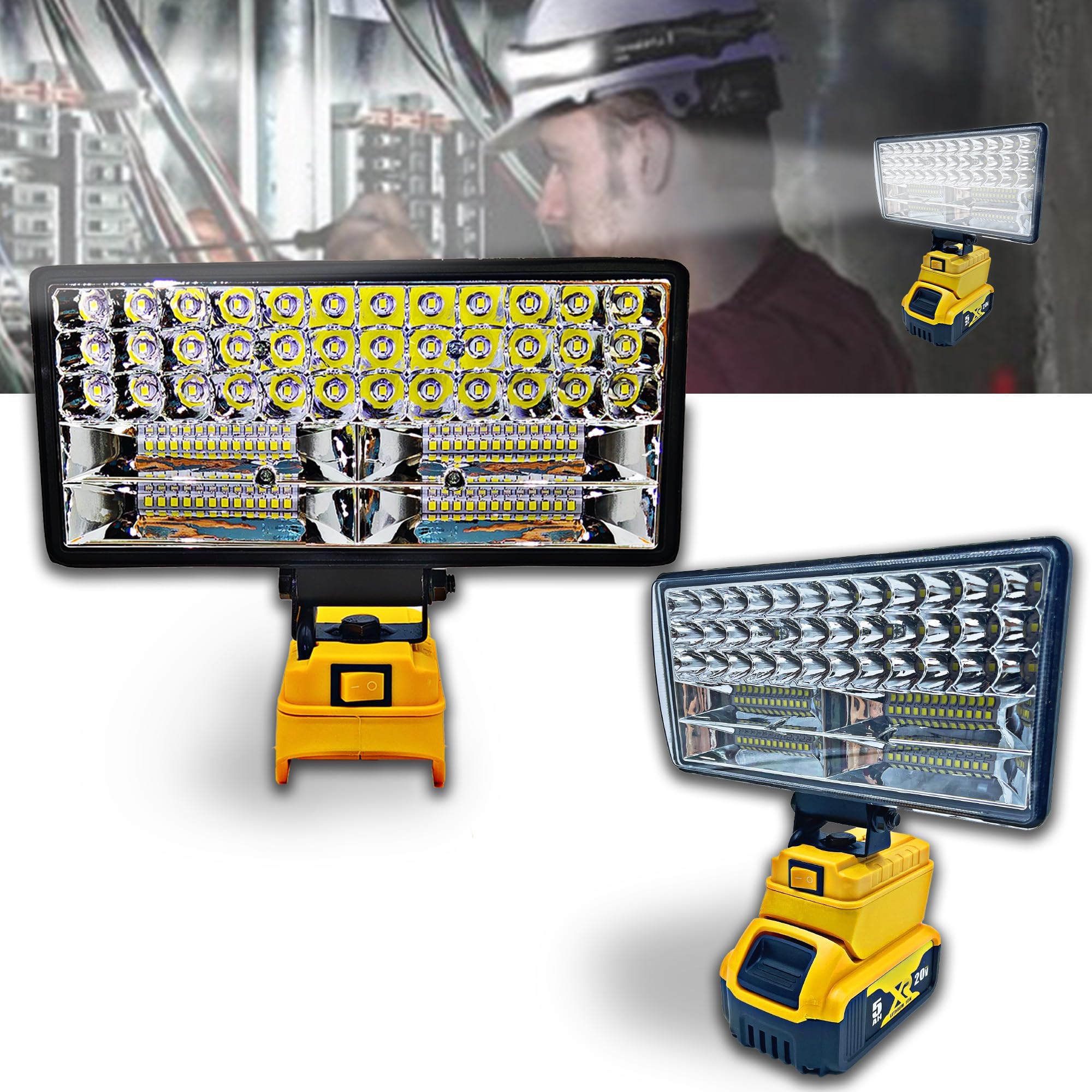 Cordless LED Work Light for Dewalt 20V Battery，90W 5400ML LED Wide Beam ...