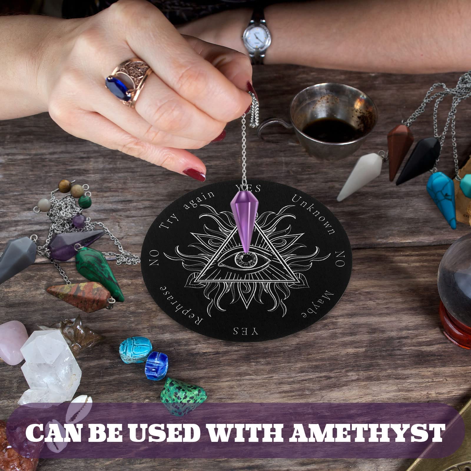 Snapklik.com : Meooeck 24 Pcs Crystal Pendulums Board Bulk Set 12 Wood Pendulum Board 6 Inches ...