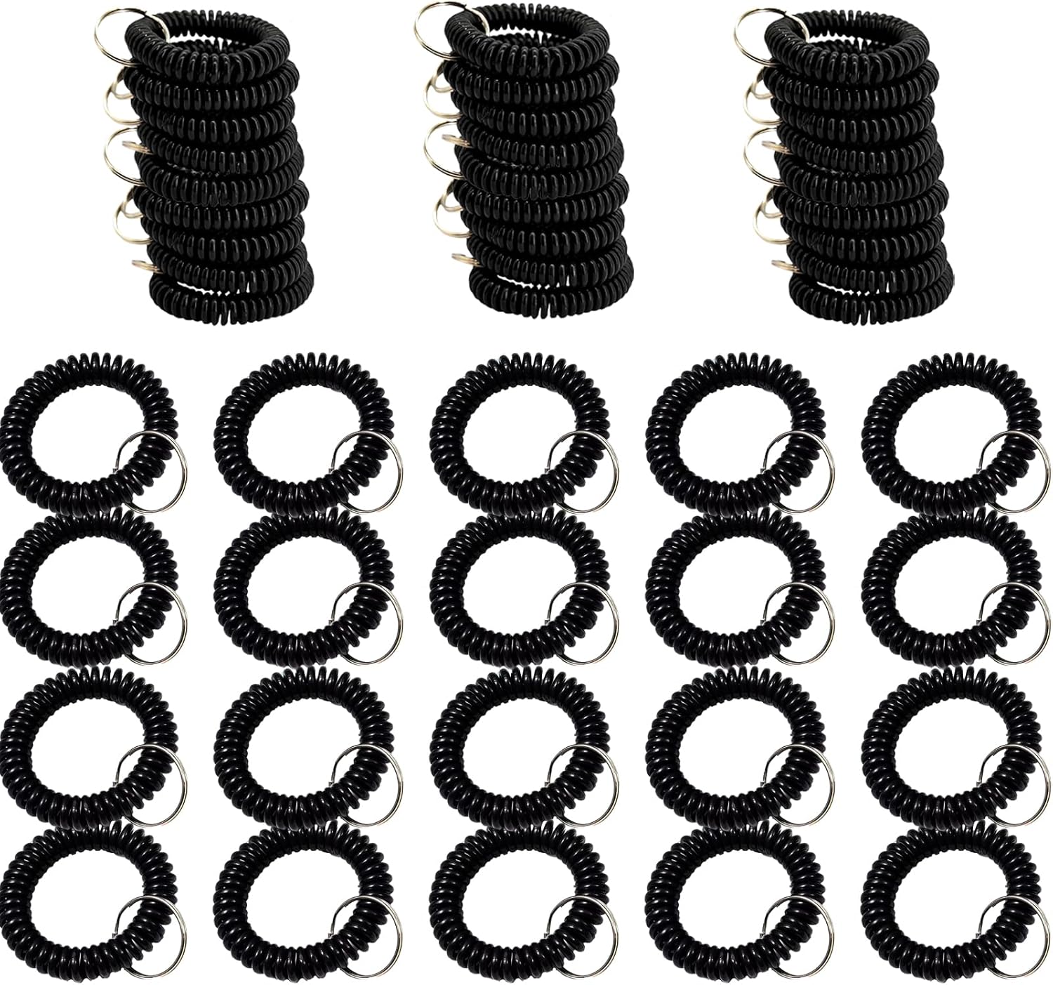 Amazon.com: FarwenC 50 PCS Stretchable Plastic Wrist Coil Key Chain ...