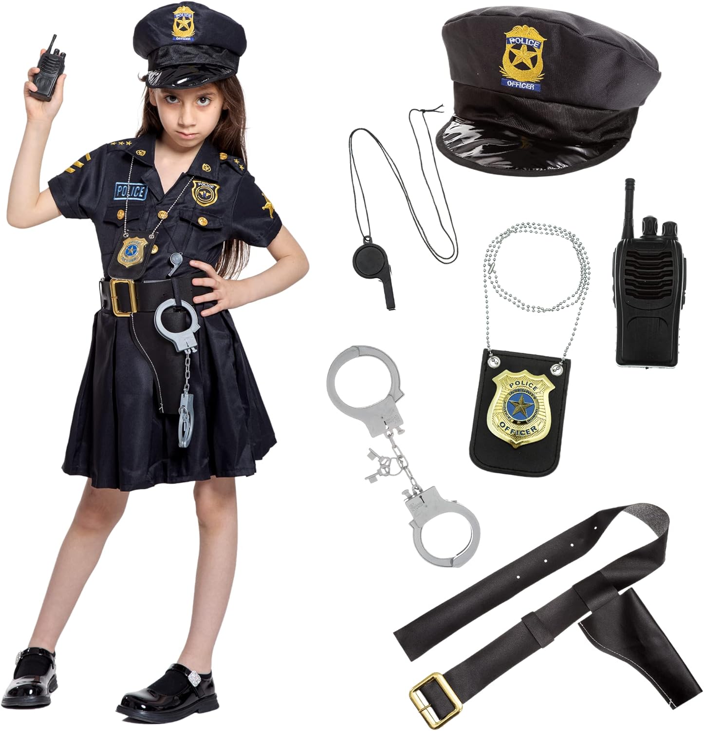 Amazon.com: JAZGROM Girl Police Officer Costume for Deluxe Halloween ...
