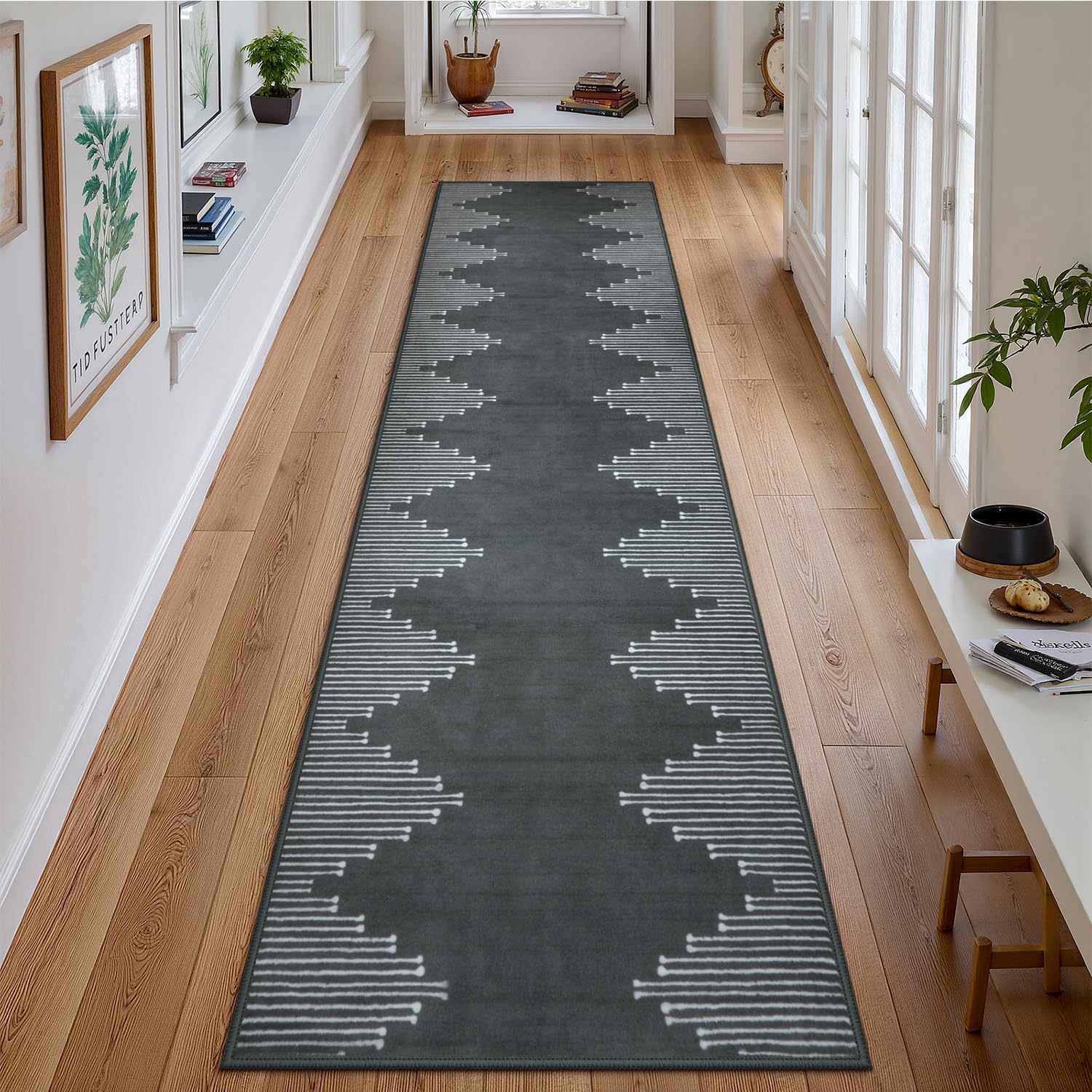 Amazon.com: Seavish Hallway Runner Rug 2x8 Grey Modern Geometric ...