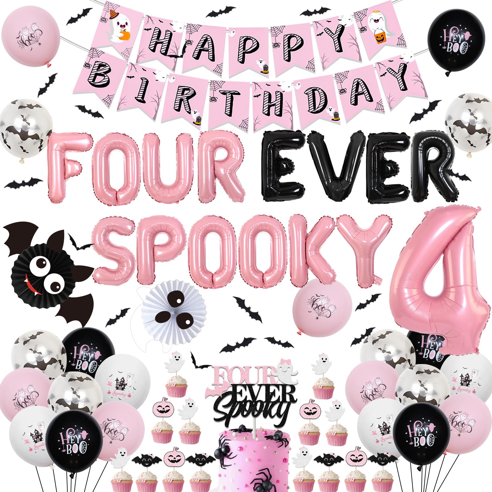 Amazon.com: Halloween 4th Birthday Party Decorations Girls, Four Ever ...