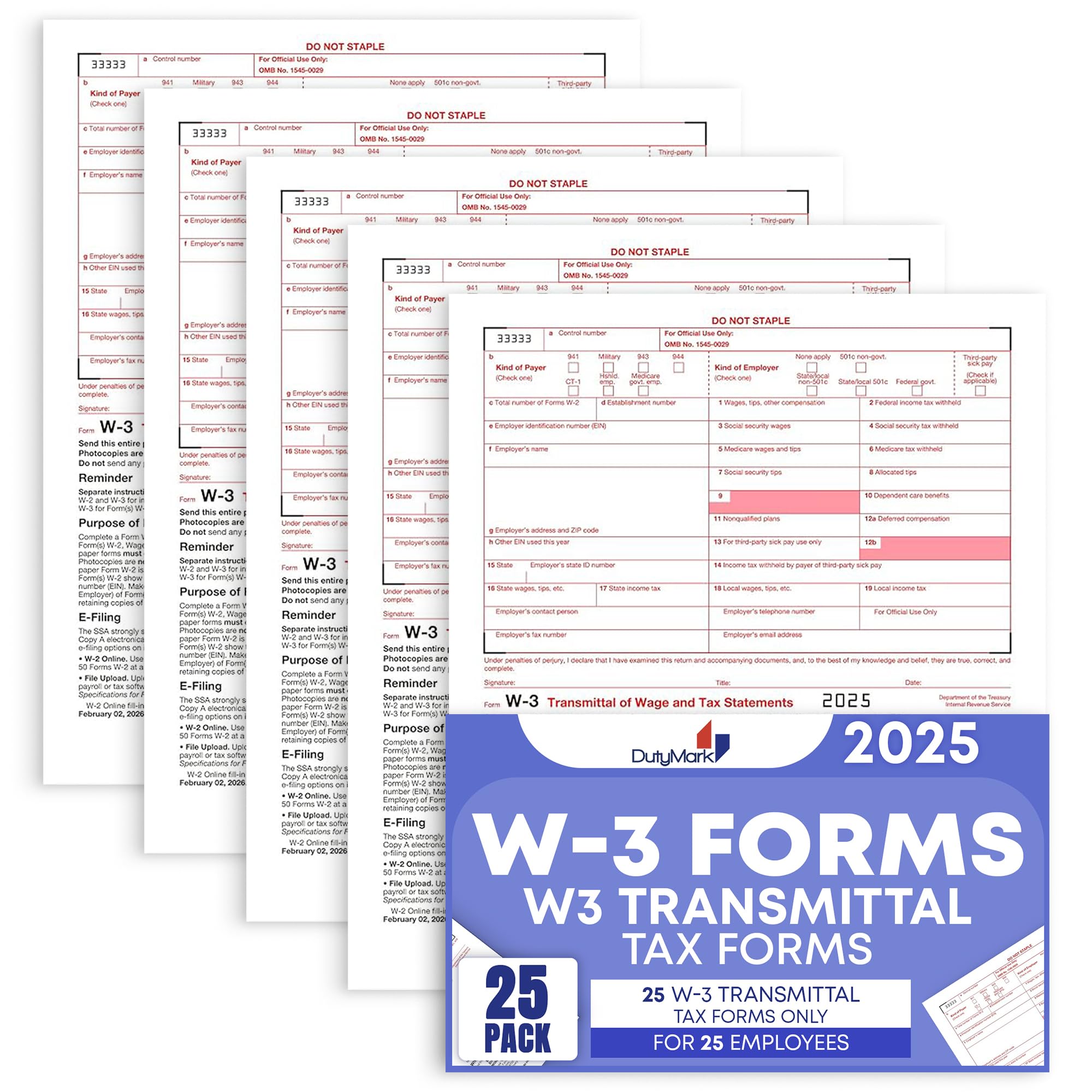 Snapklik.com : W3 Transmittal Forms 2025, 25 Pack Of W3 Laser Forms ...