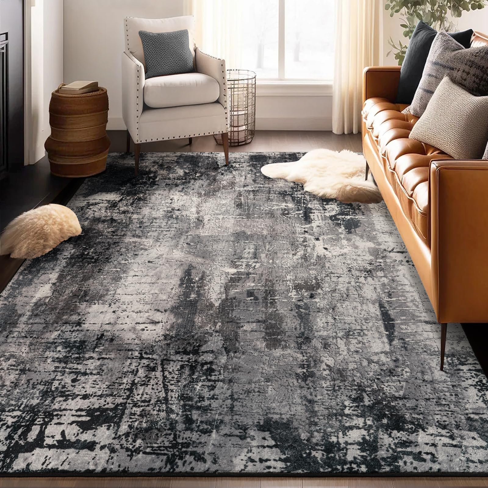 Amazon.com: Area Rug Living Room Rug, 5x7 Modern Abstract Washable Rug ...