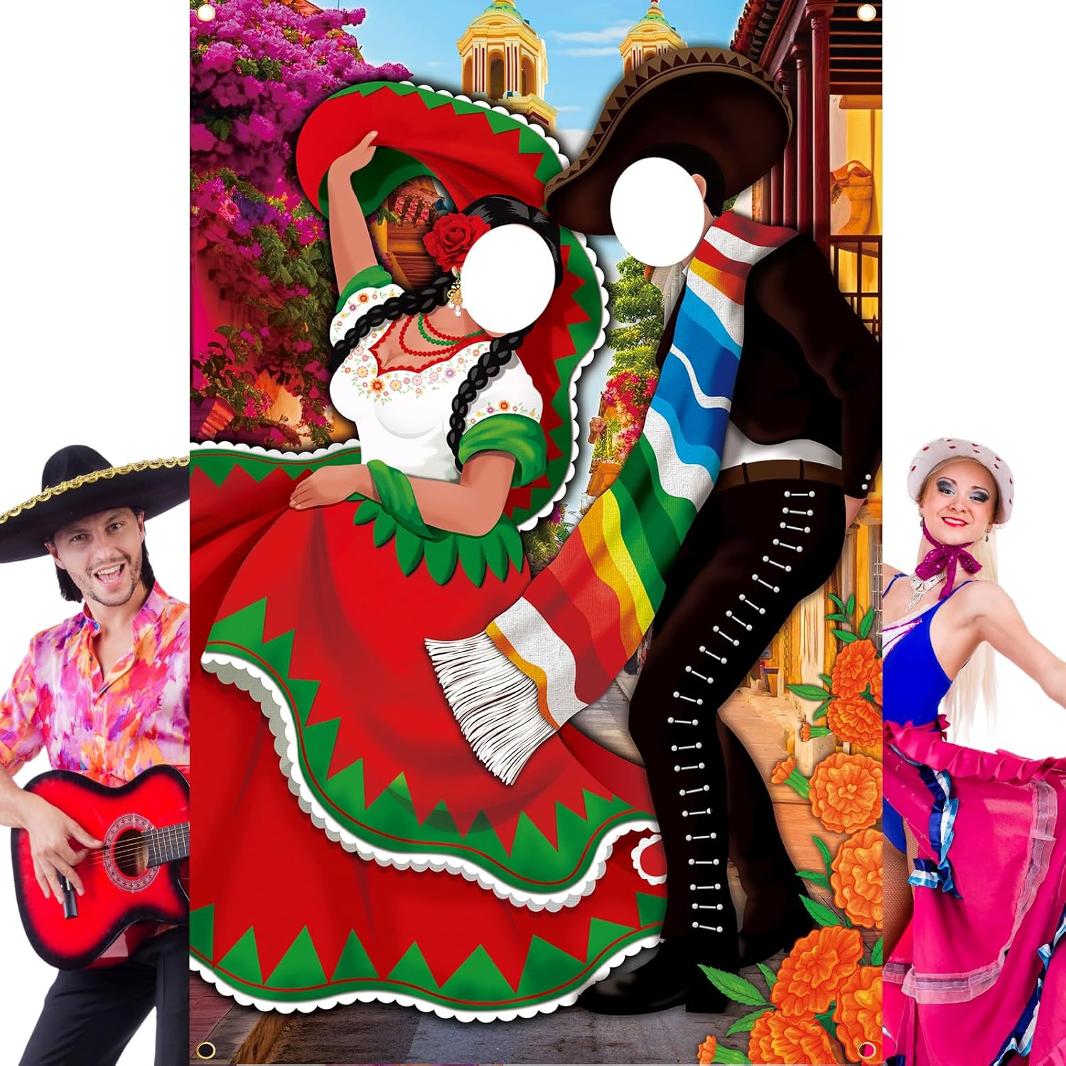 Amazon.com : Tudomro Mexican Couple Photo Props Fiesta Party Background ...