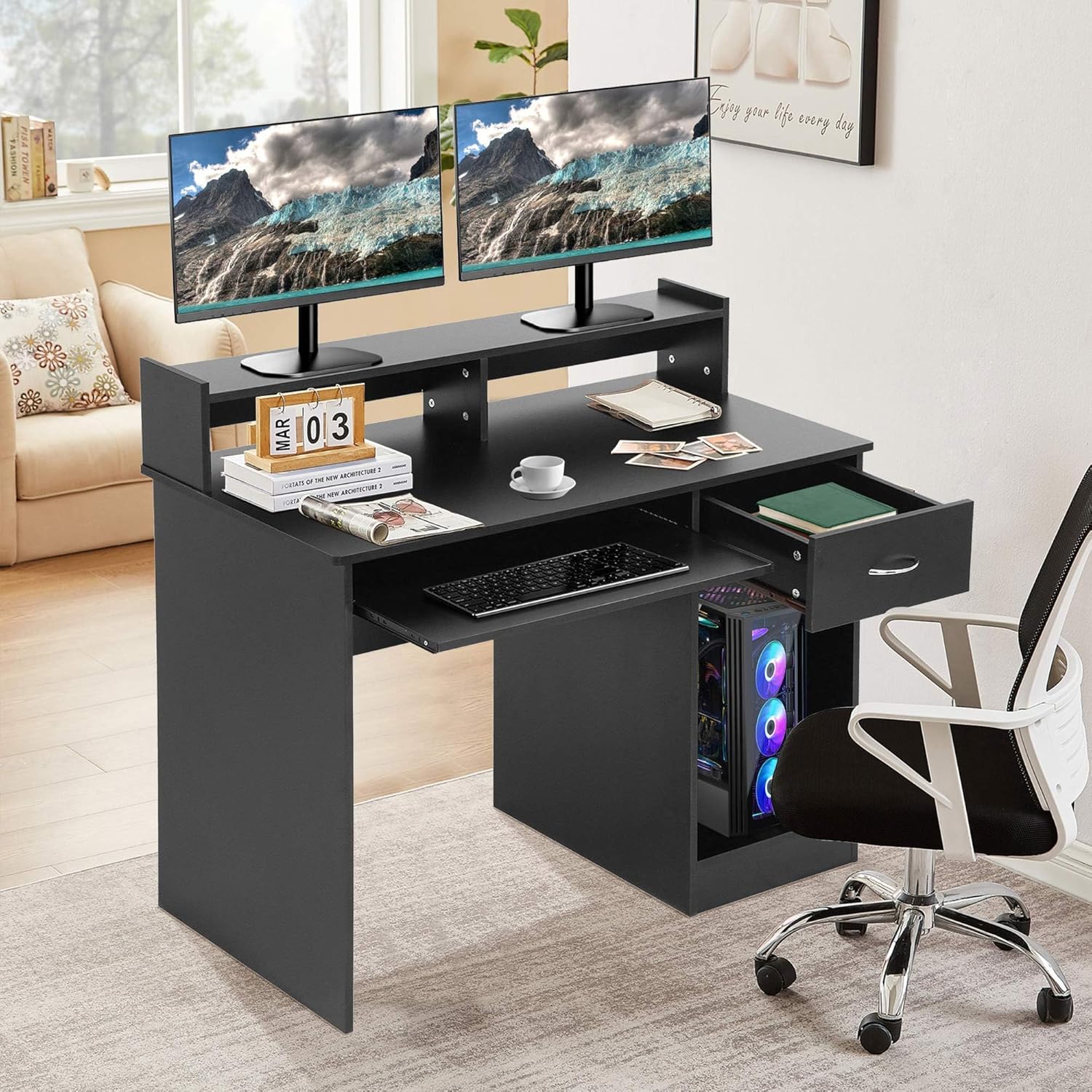 Amazon.com: Ckofgdsue 43 inch Computer Desk with Drawers, Home Office ...