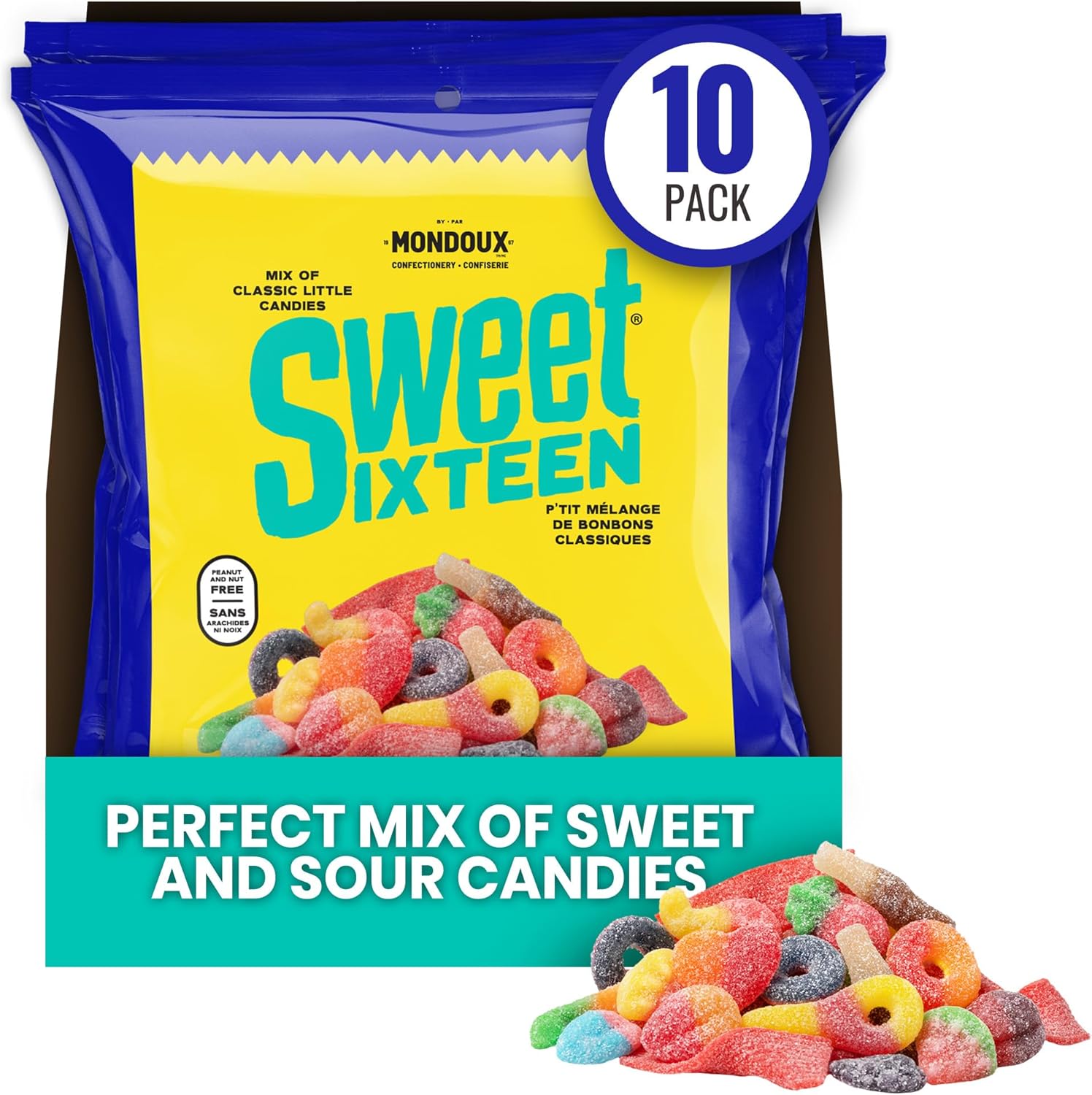 Sweet Sixteen SWEET & SOUR Candy, Assorted Flavorful Chewy Gummy ...