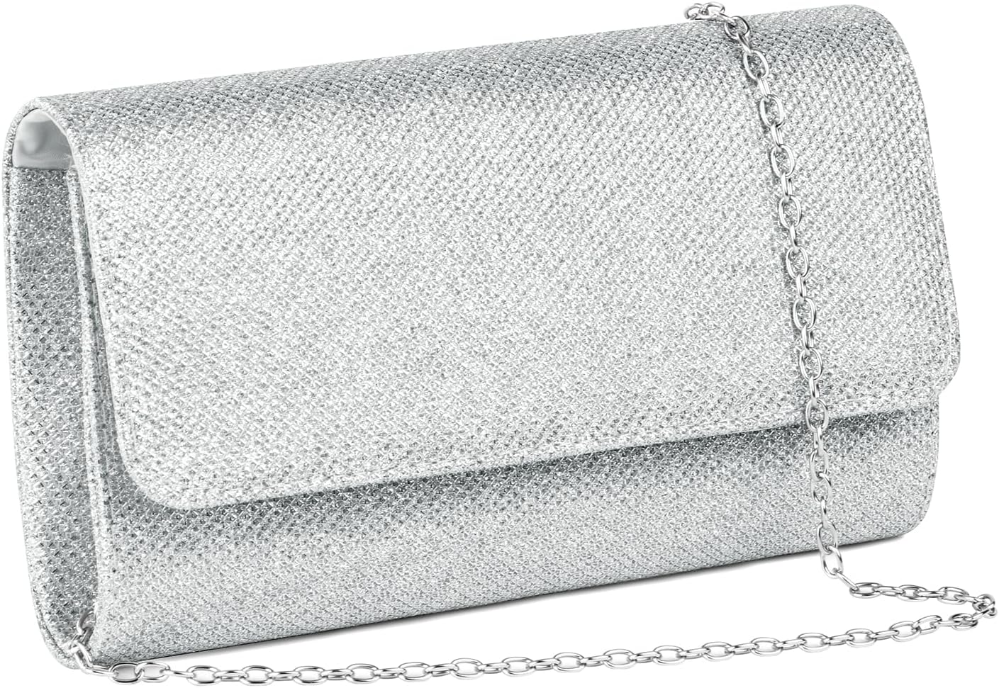 Bewudy Silver Clutch Bag for Women, Sparkly Evening Handbag with Chain Strap, Glitter Envelope ...