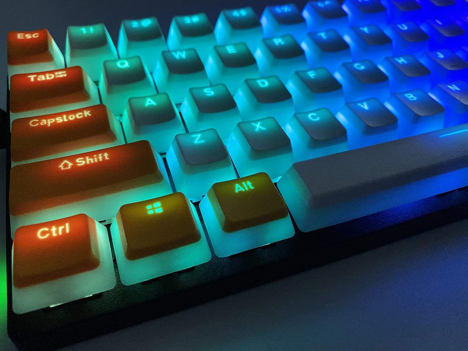 Topwang PBT Pudding Keycap Set, 61 Keys Double Shot OEM Profile Backlit ...